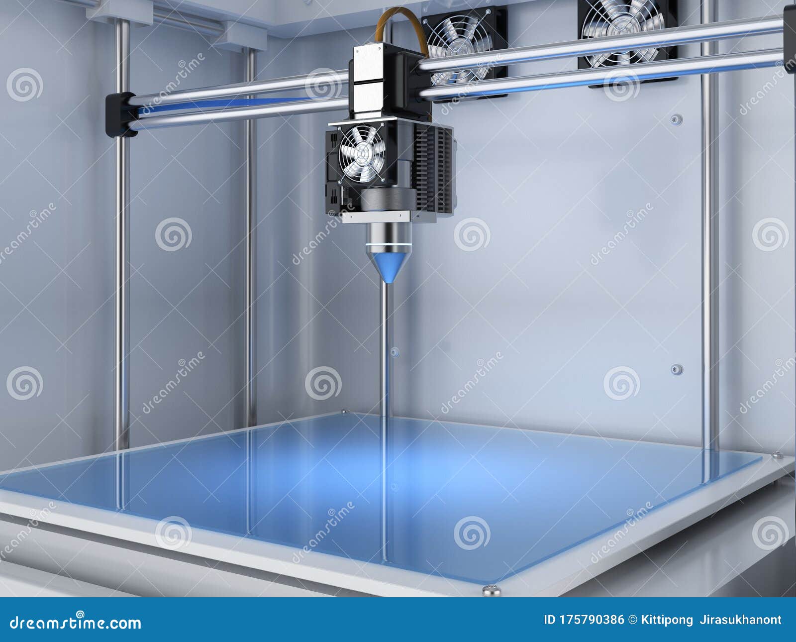 3d Printer with Injector Nozzle Stock Illustration - Illustration of ...