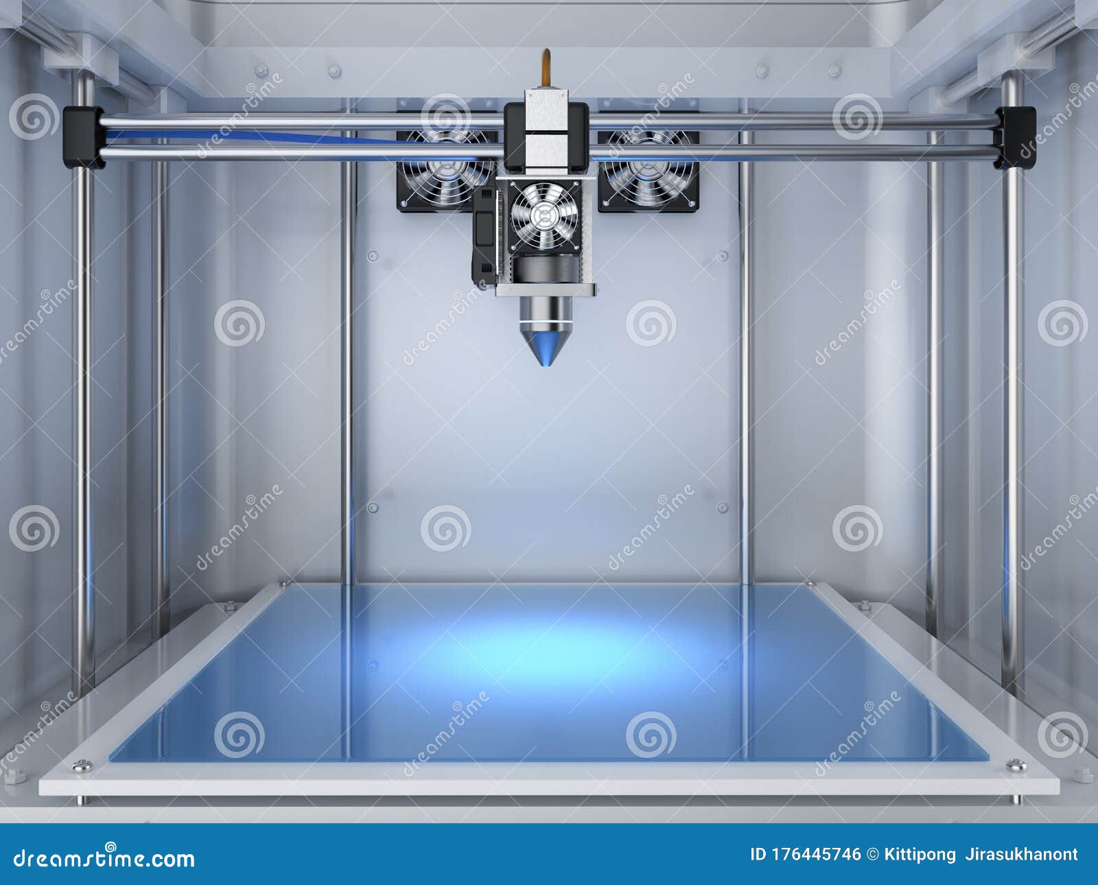 3d Printer with Injector Nozzle Stock Illustration - Illustration of ...