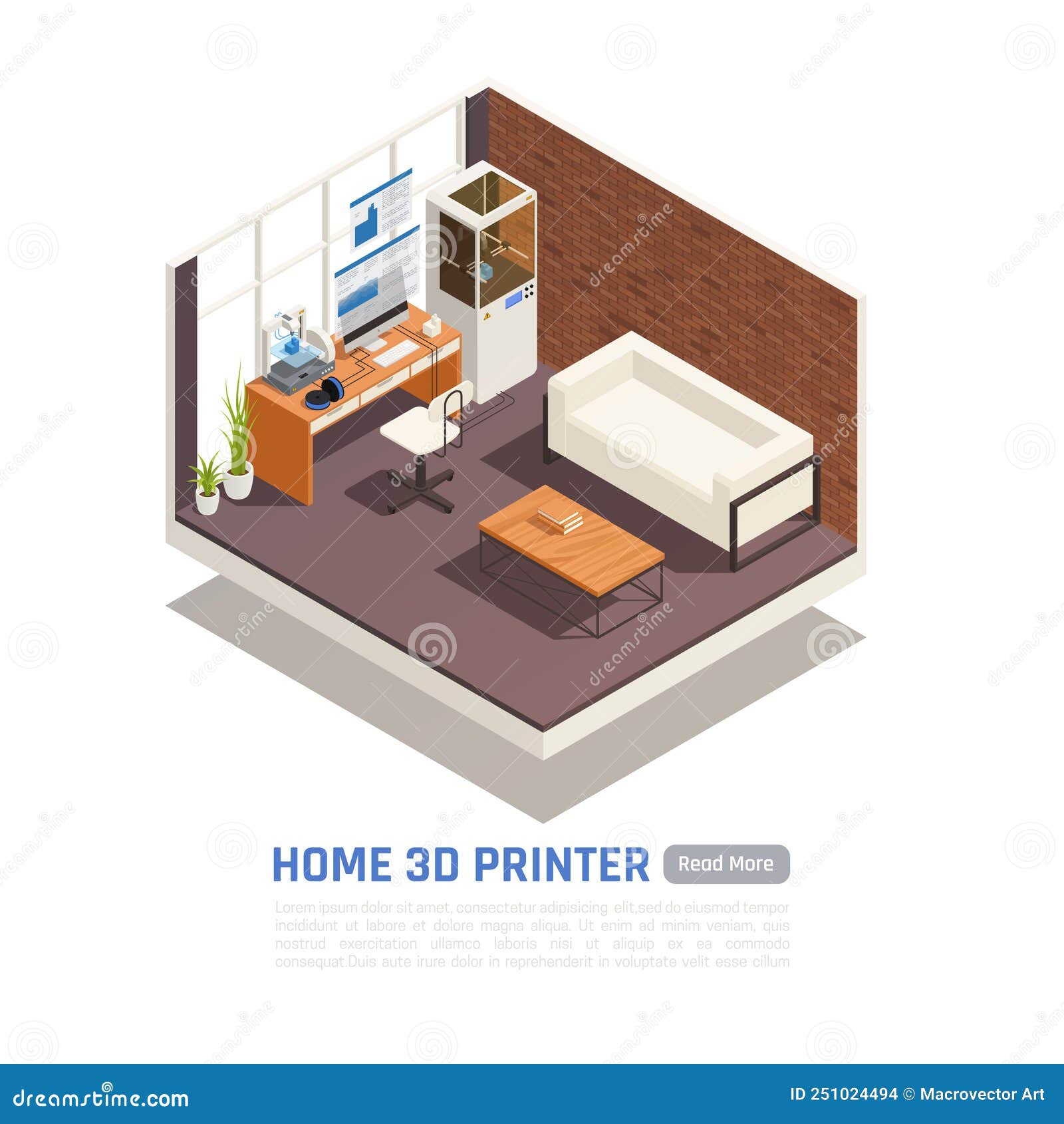 3d Printer Isometric Composition Stock Vector - Illustration of design ...