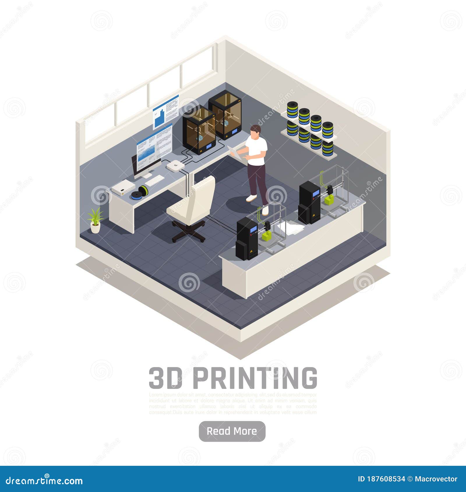 3d Printer Isometric Composition Stock Vector - Illustration of ...