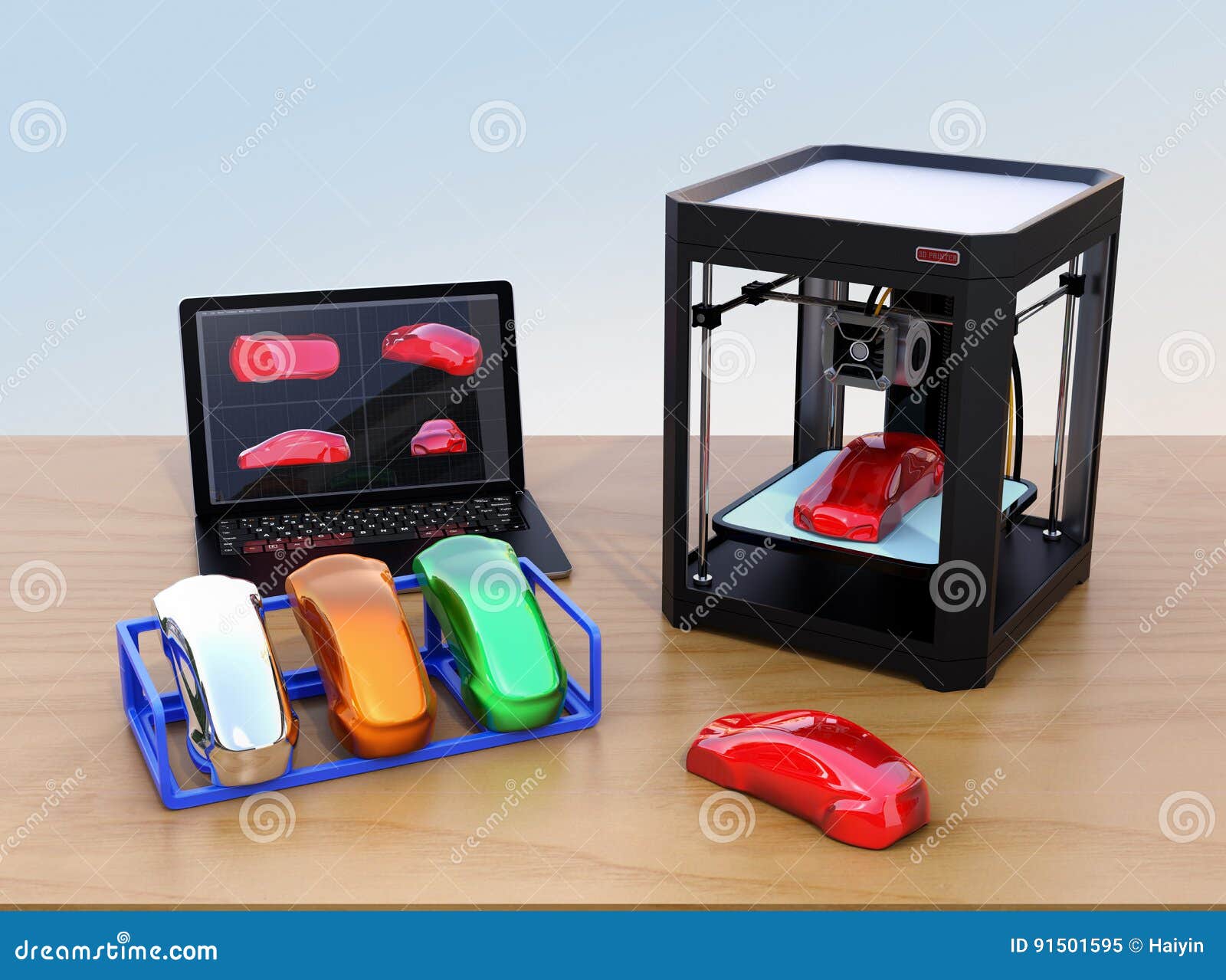 3D Printer and Laptop Computer Stock Illustration - Illustration of ...