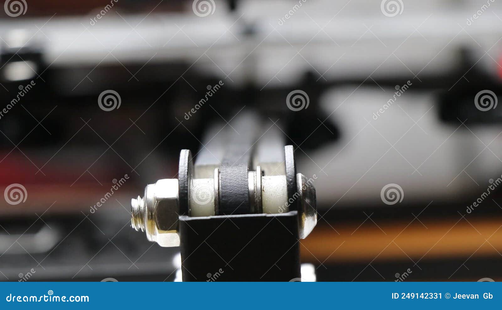 3D Printer Machine Belt Drive Mechanism Close Up View while the ...