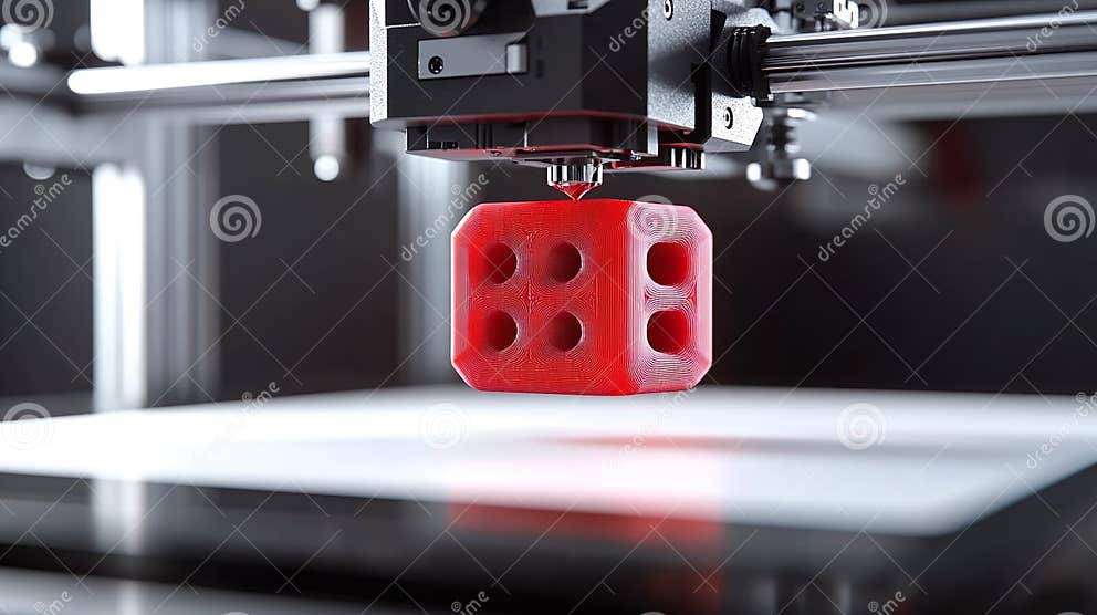 3D Printer Making Cube Shape Object Innovation Prototype Machine Stock ...