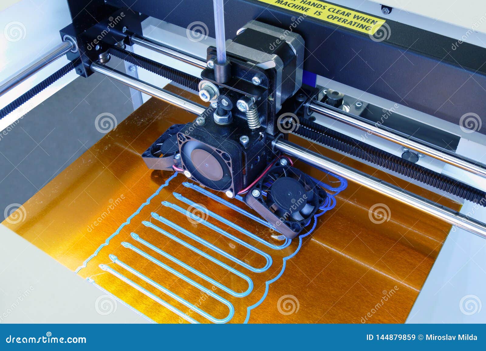 3D printer making object stock image. Image of blue - 144879859