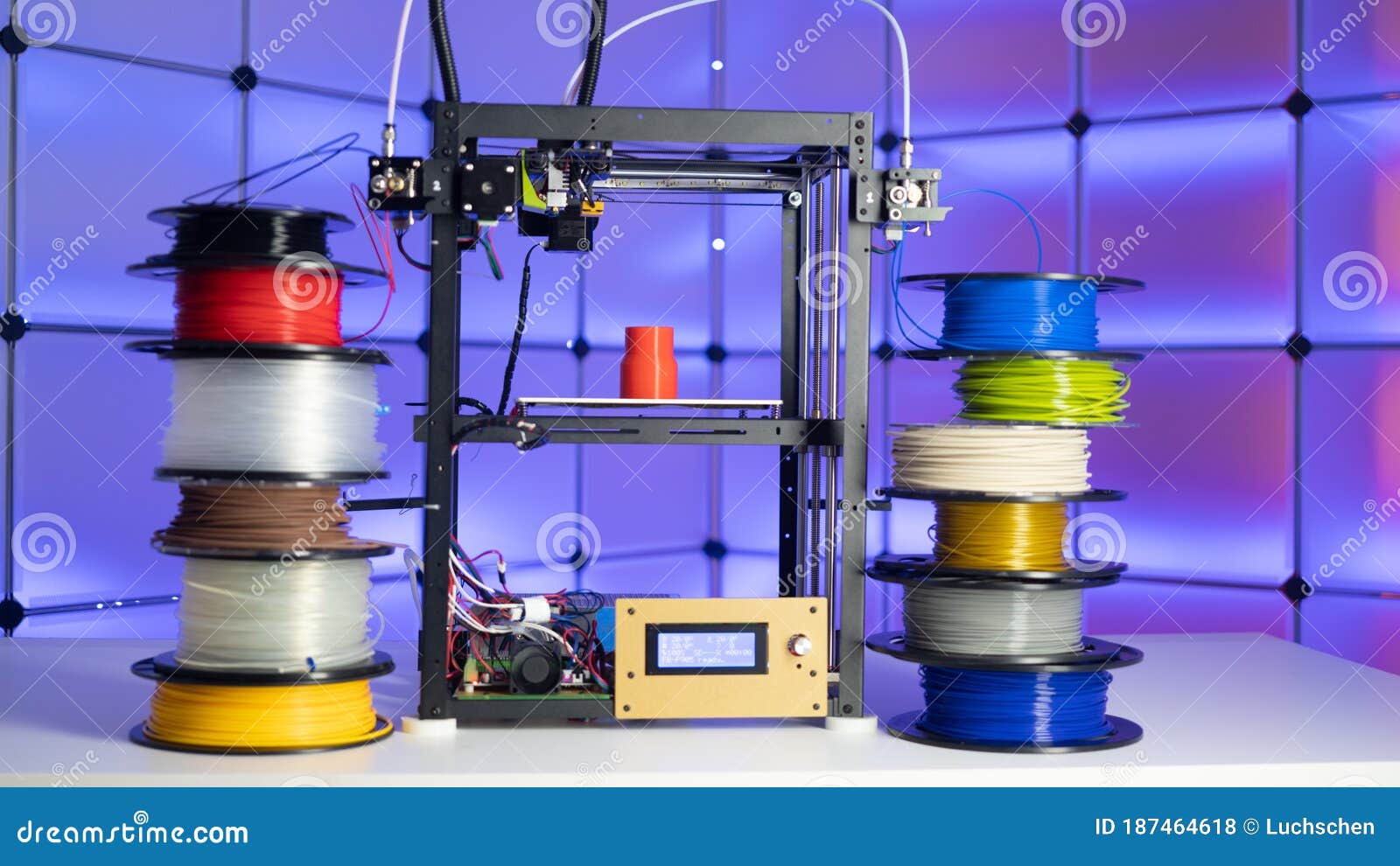 3d Printer and Plastic Filament on Color Background Stock Photo - Image ...