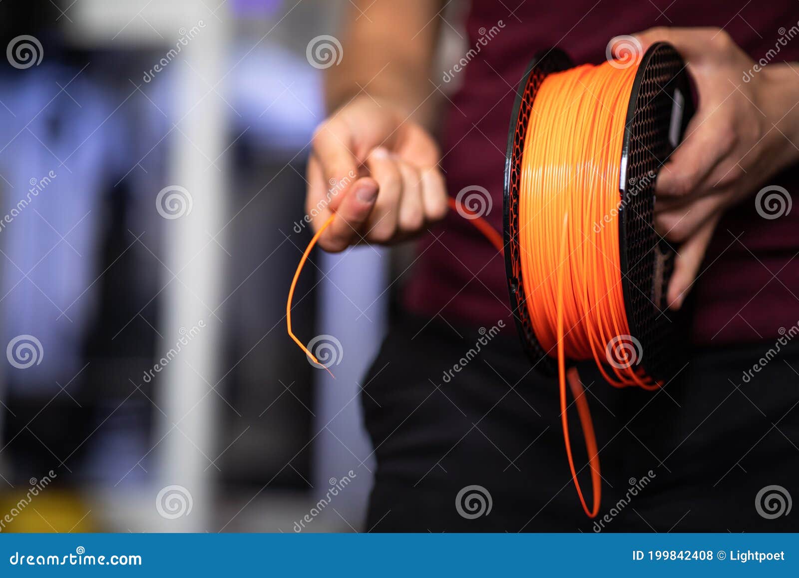 3D Printer Plastic Filament. Spool Of Black Thermoplastic Wire For 3D ...