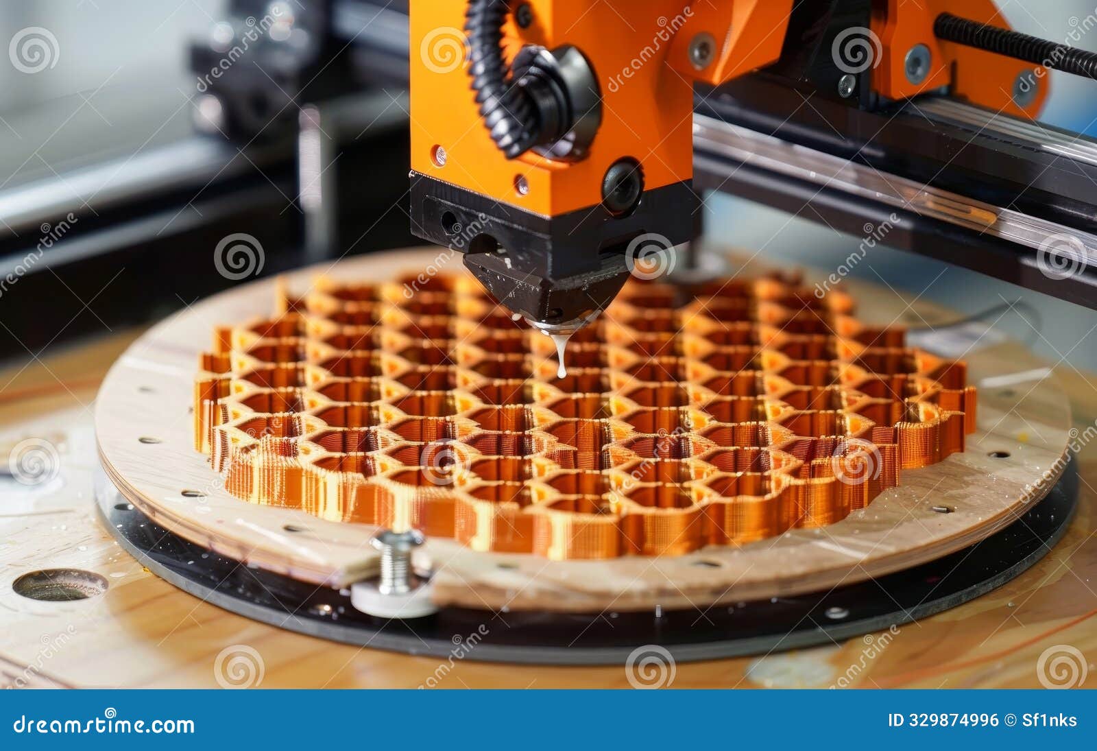 A 3D Printer Precisely Extrudes Molten Material To Create a Grid of ...
