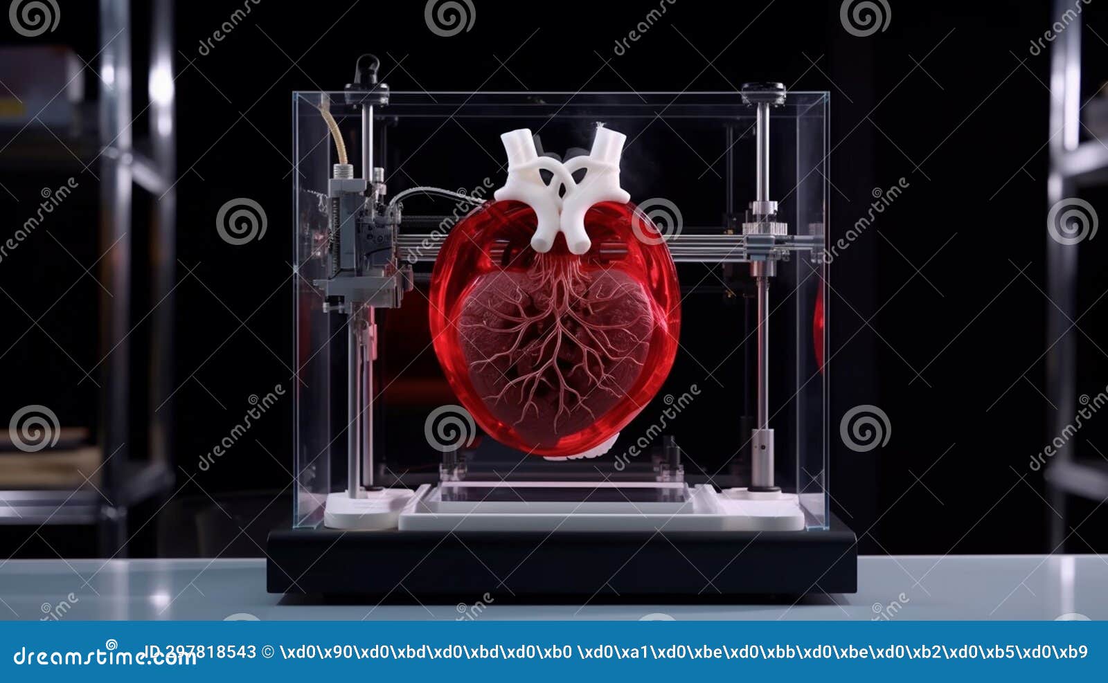 3d Printer with a Printed Human Heart.Generative AI Stock Illustration ...