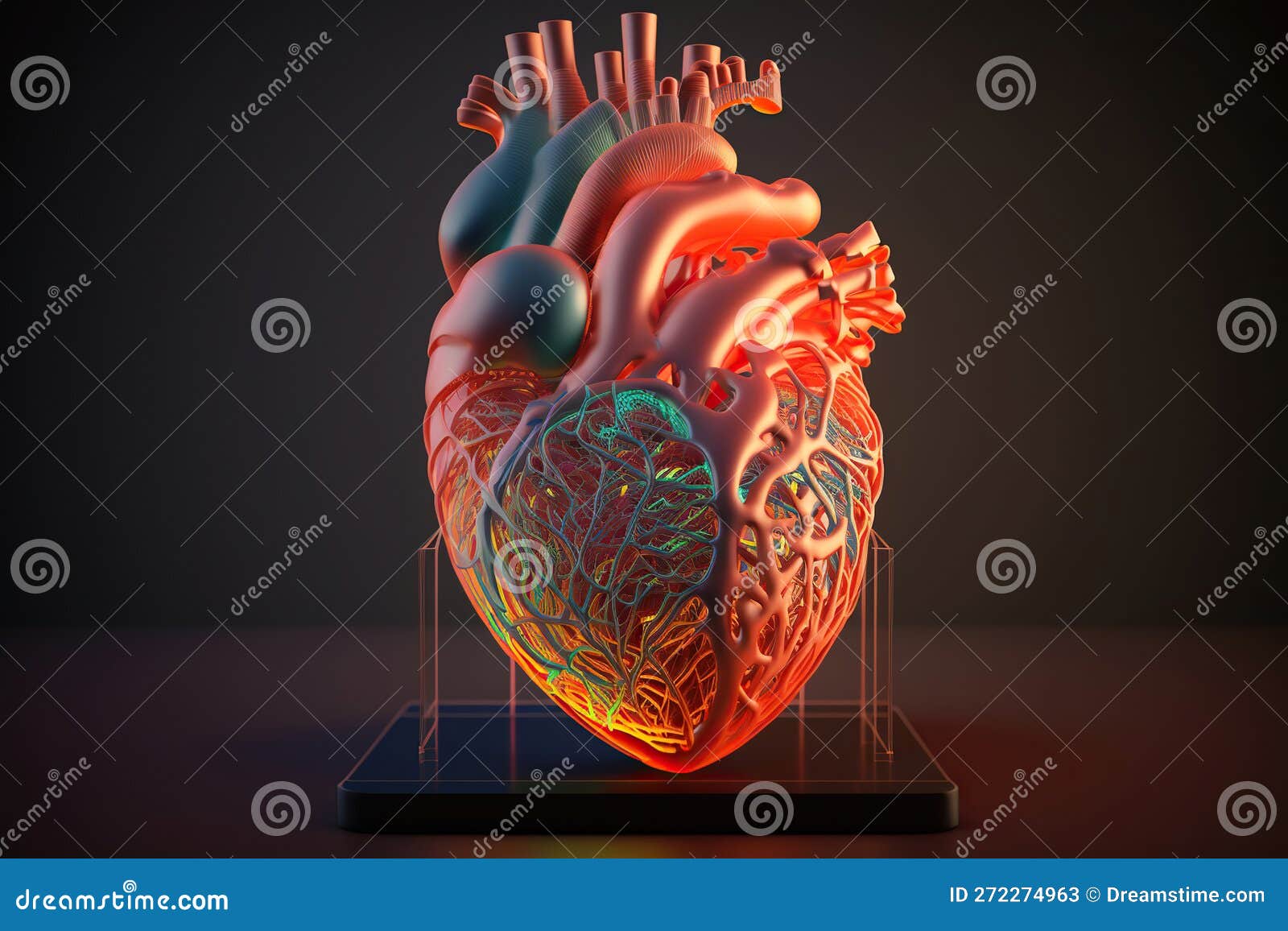 3d Printer with a Printed Human Heart. Generative AI Stock Illustration ...