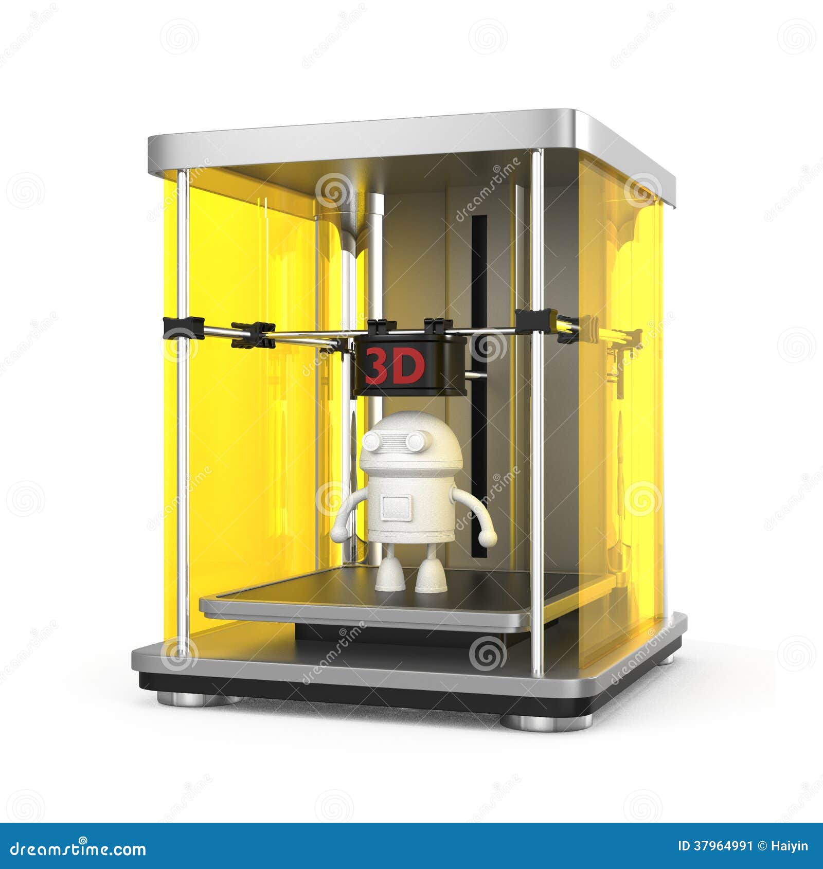 3D Printer and Printed Robot Model Stock Illustration - Illustration of ...