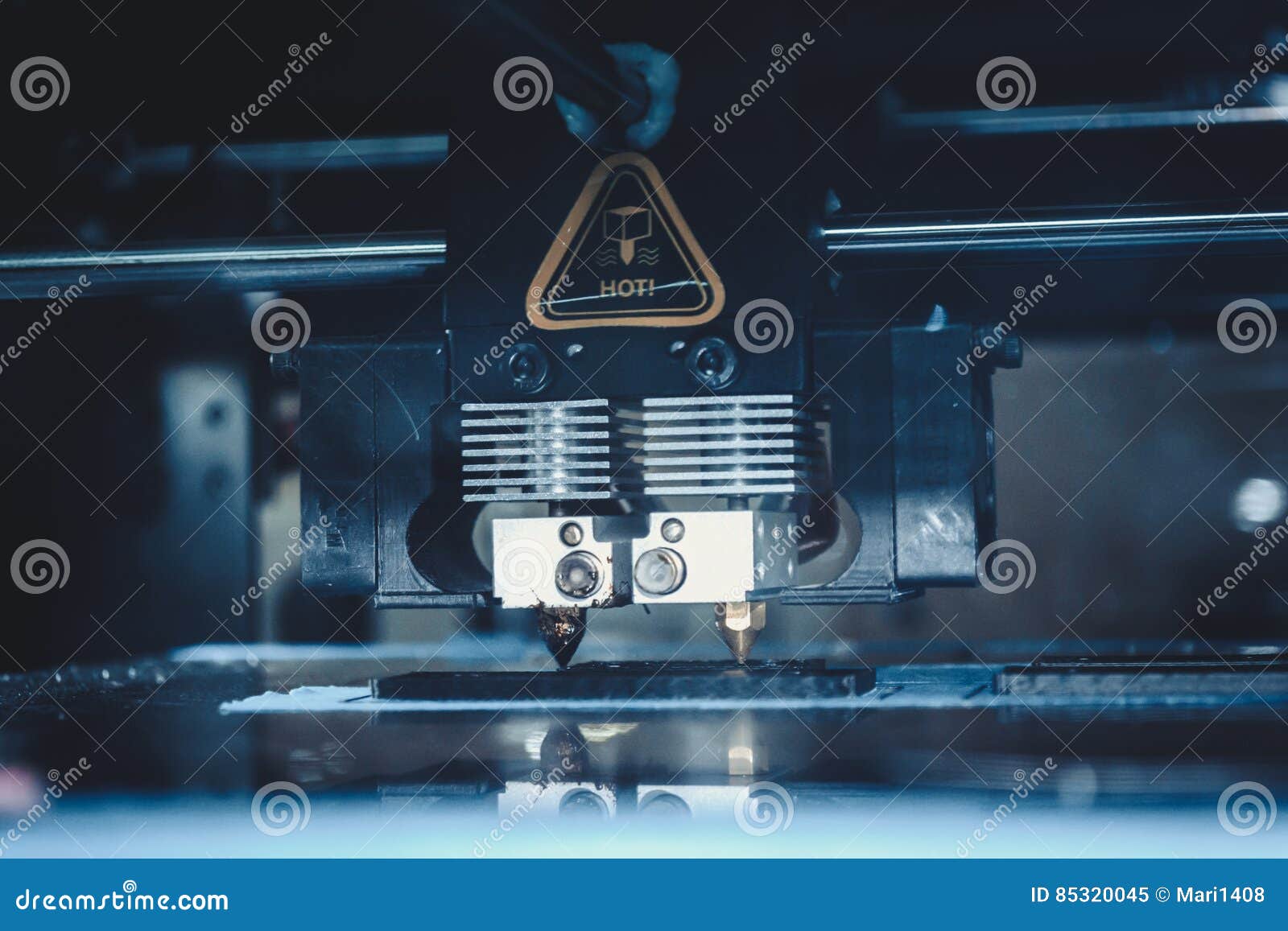 3d Printer Printing Black Flat Shapes Close-up Stock Image - Image of ...