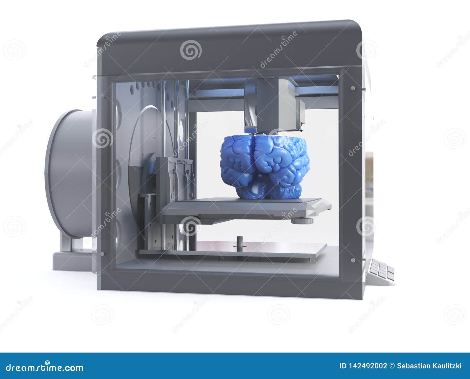 A 3d Printer Printing a Brain Stock Illustration - Illustration of ...