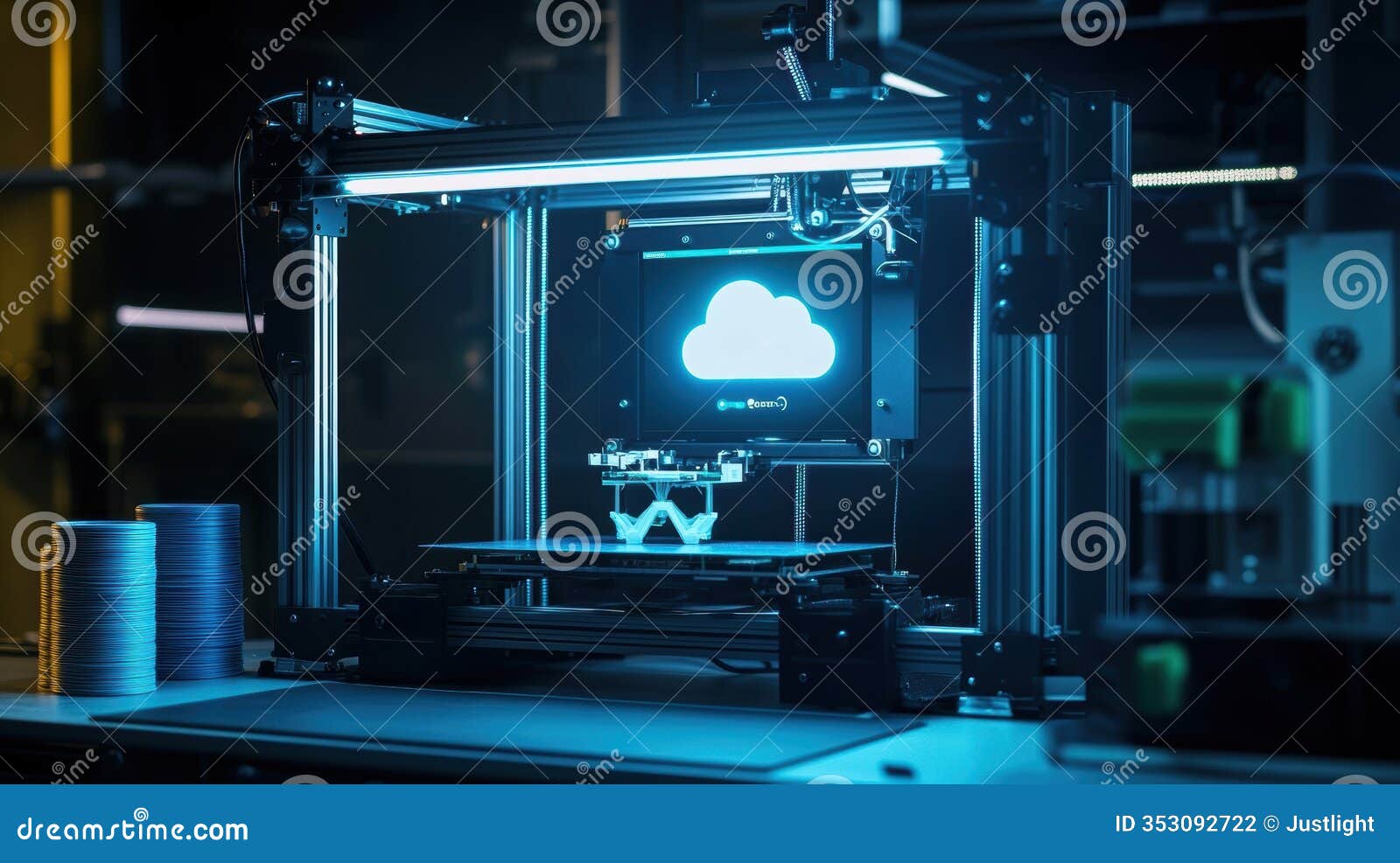 3d Printer Printing Cloud Computing Symbol Representing Cloud ...