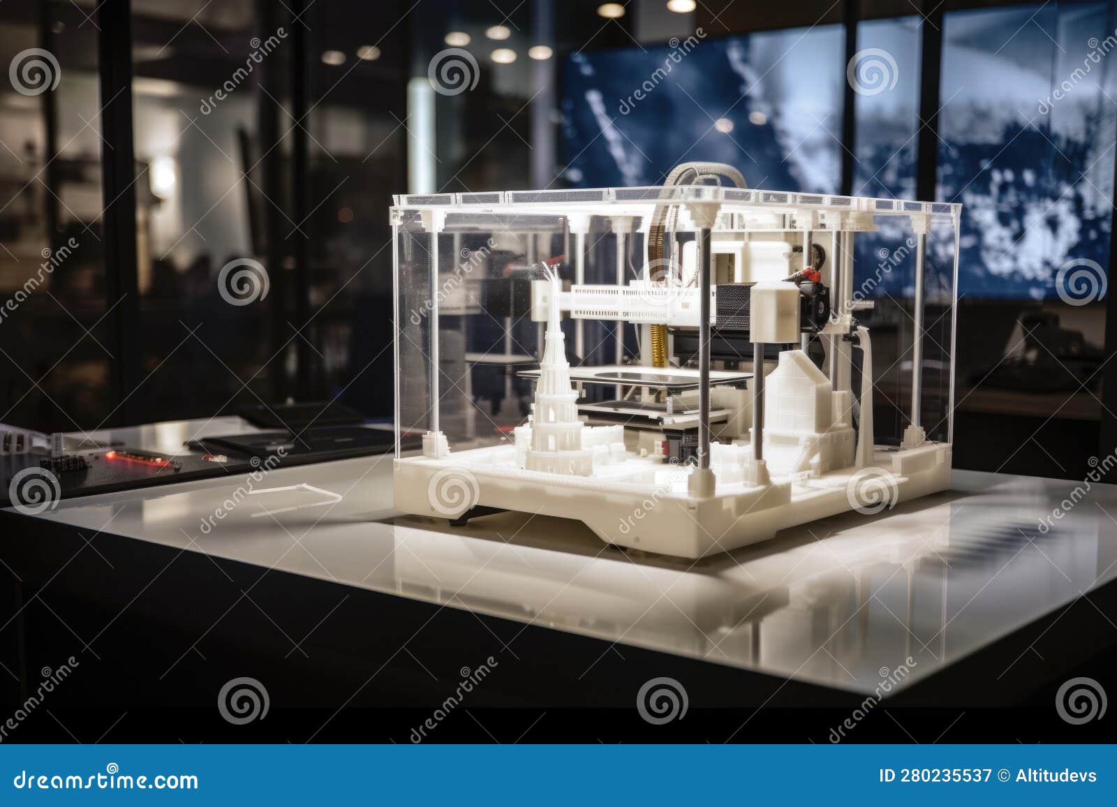 3d Printer Printing Complex Design, with View of Finished Product ...
