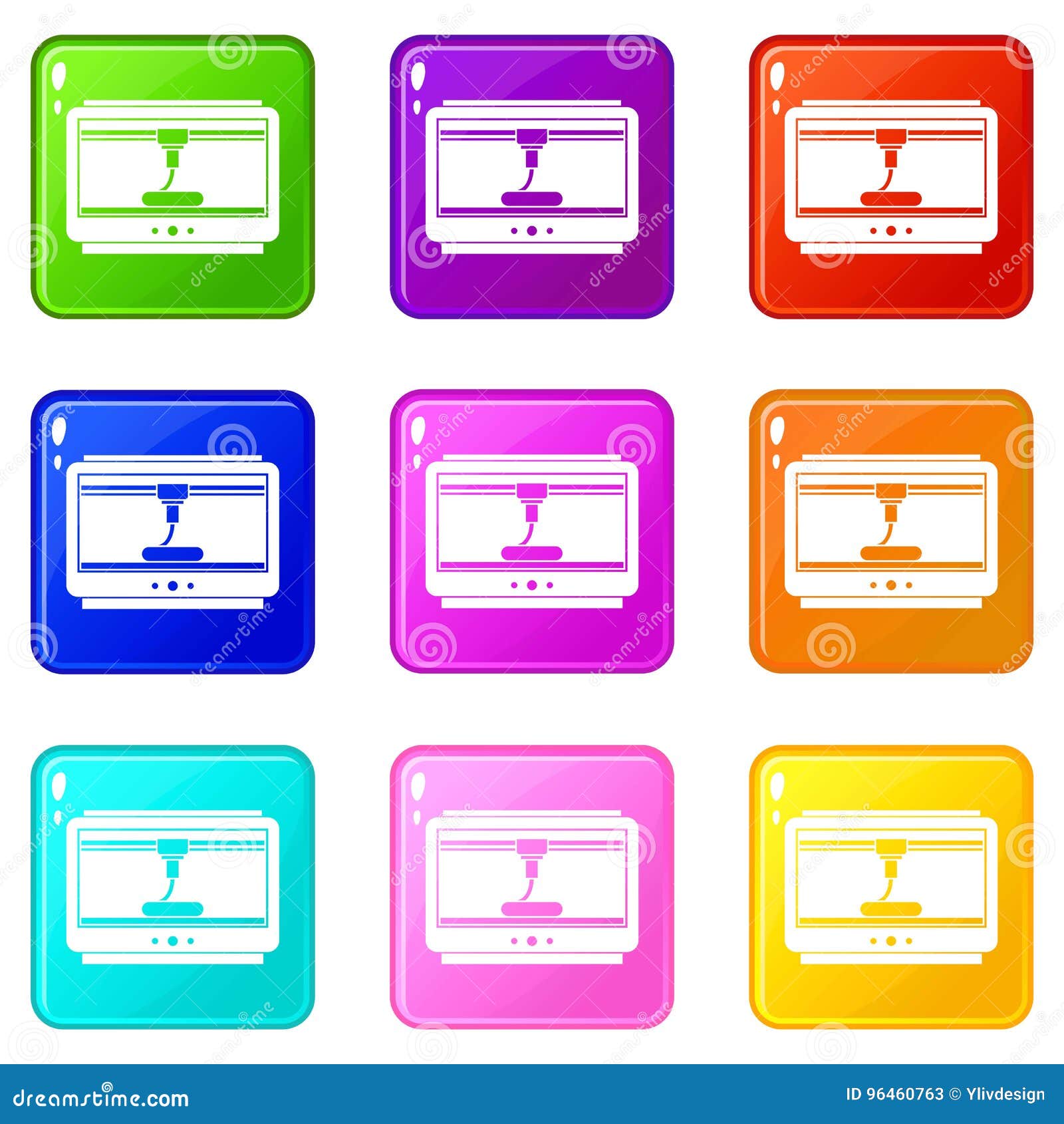 3D Printer Printing Cup Set 9 Stock Vector - Illustration of object ...