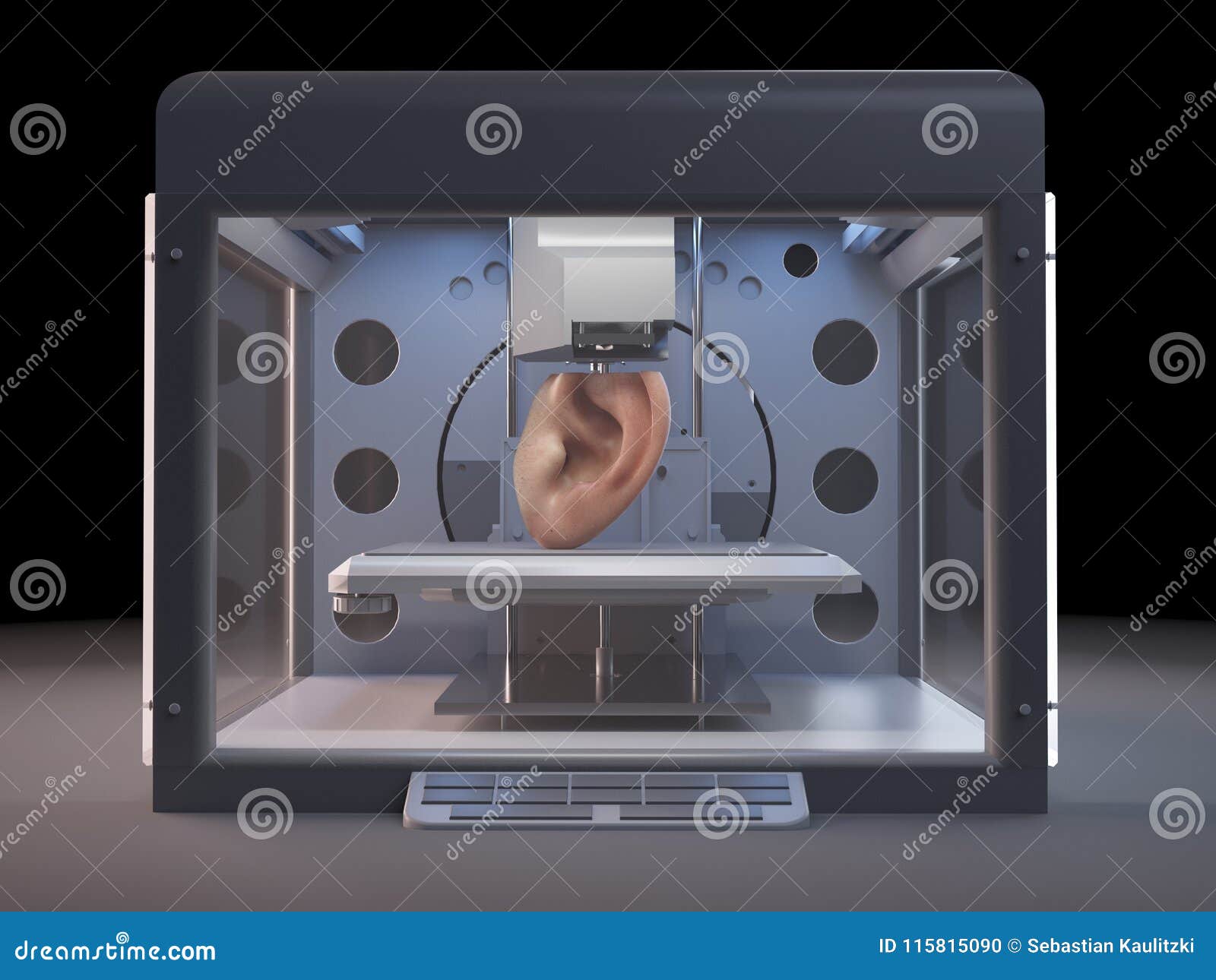 A 3d Printer Printing an Ear Stock Illustration - Illustration of ...