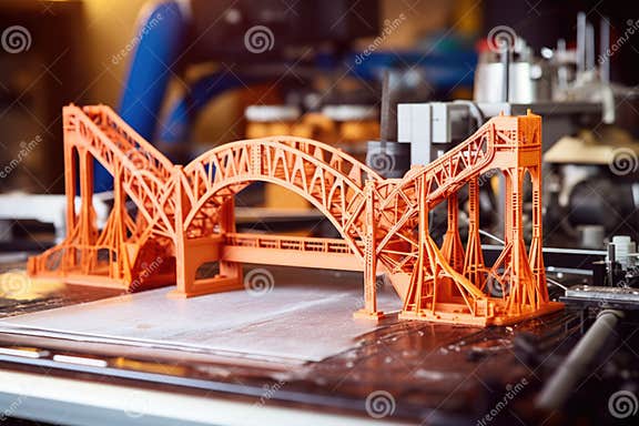 3d Printer Printing a Miniature Bridge Model Stock Photo - Image of ...