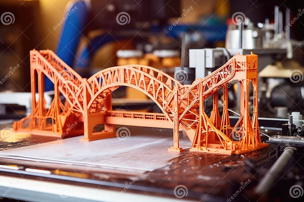3d Printer Printing a Miniature Bridge Model Stock Photo - Image of ...