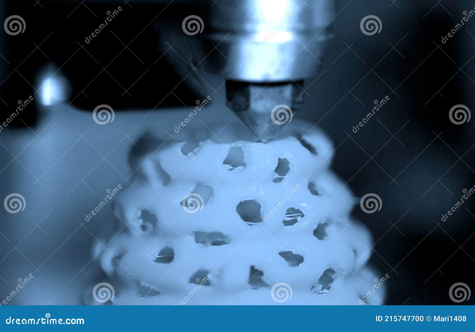 3d Printer Printing Objects Blue Gray Color Form Closeup. Stock Photo ...