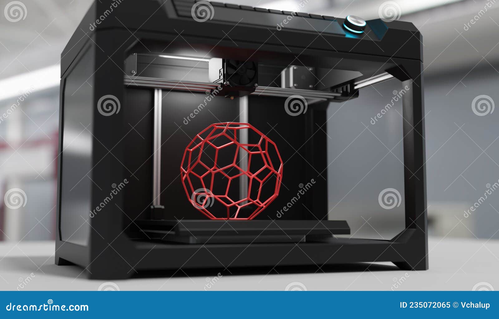 3D Printer is Printing Polyhedron Shape from Plastic. 3D Rendered ...