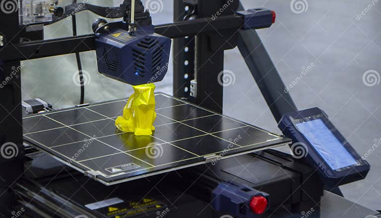 3D Printer Printing Prototype Molten Plastic Process of Creating ...