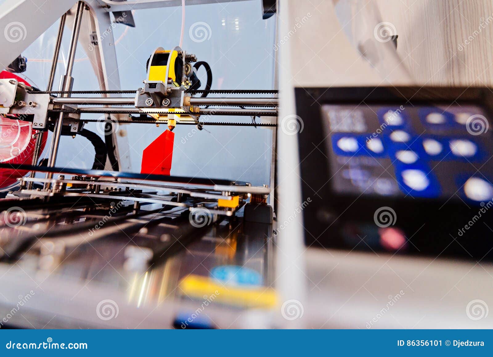 3d Printer Printing Red Plastic Component Stock Image - Image of print ...