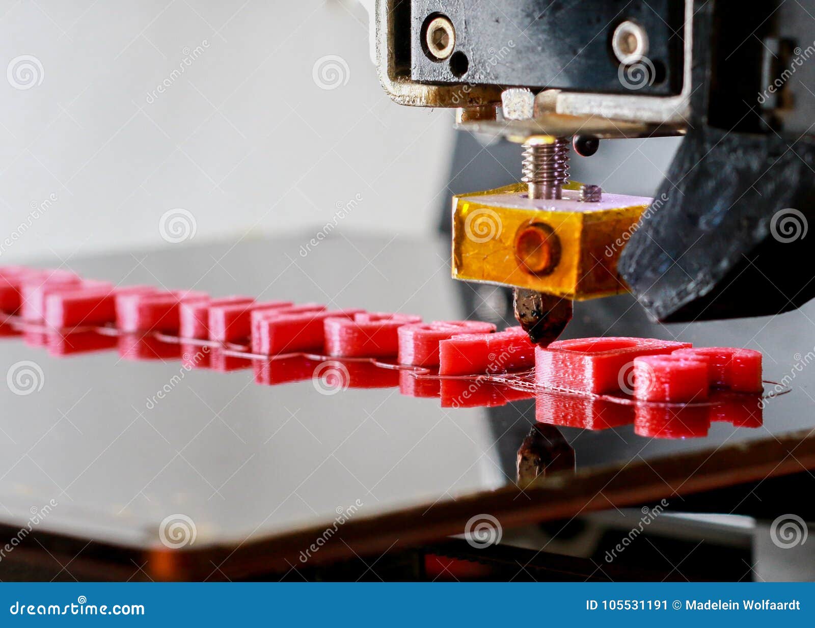 3D Printer Printing Words with Red Plastic Stock Image - Image of ...