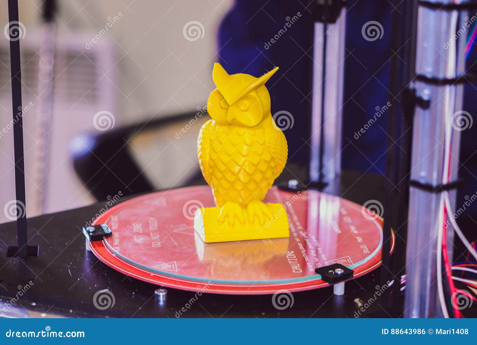 3D Printer Printing Yellow Figure Close-up Stock Photo - Image of model ...