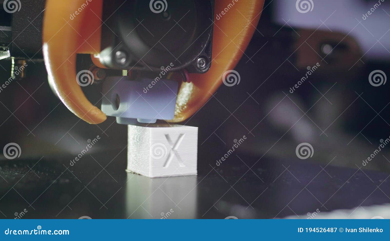 The 3D Printer Prints an Abstract Cube Shape from White Abs Plastic. 3D ...