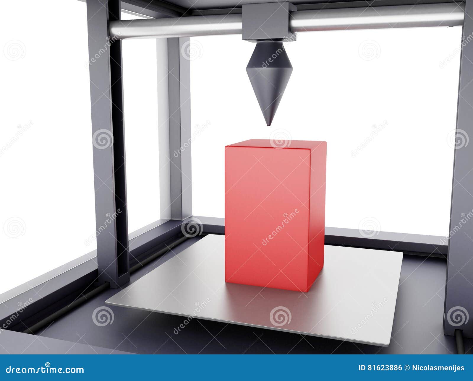 3D Printer Prints Geometrical Shape. Stock Illustration - Illustration ...
