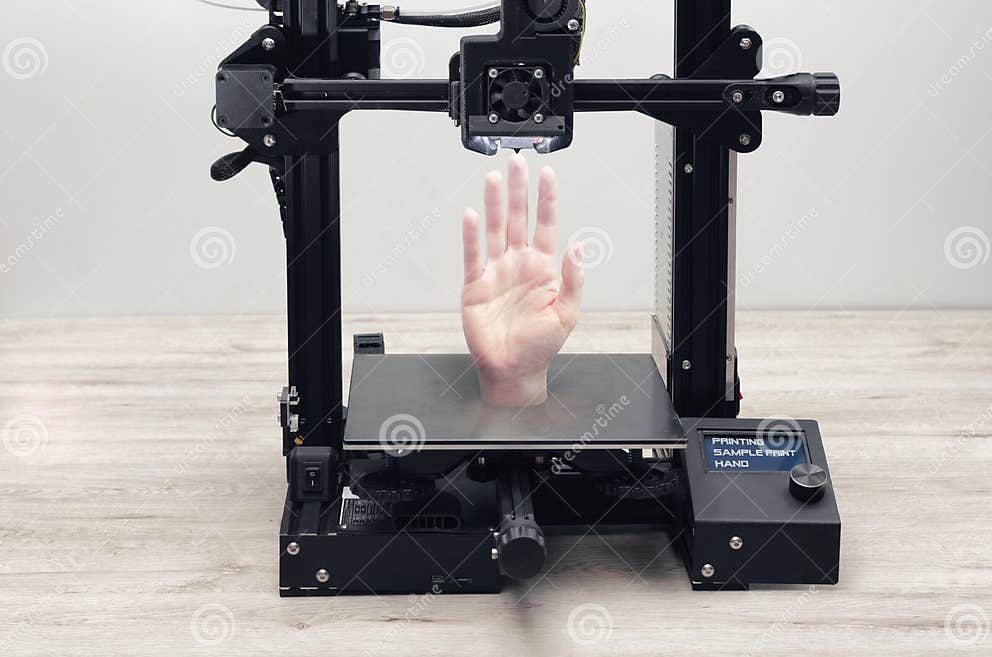 3D Printer Prints a Human Hand Stock Image - Image of help, mechanical ...