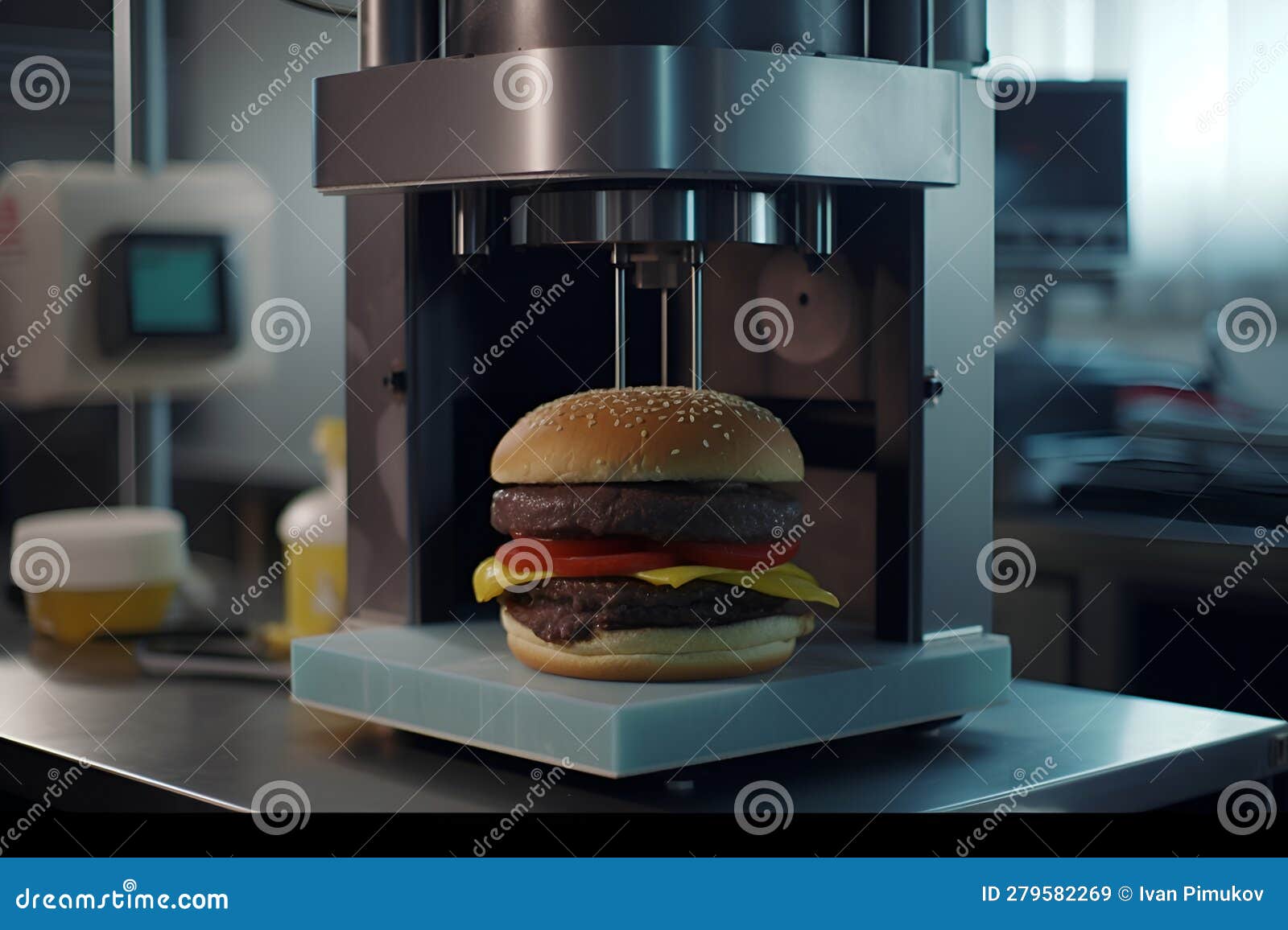 3D Printer Prints Meat Burger. Cooking Device of Future for Making Food ...