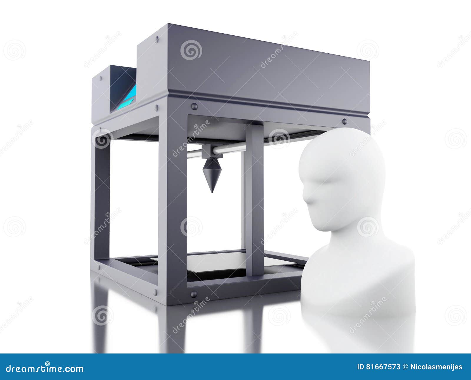 3D Printer Prints Model of Human Head. Stock Illustration ...
