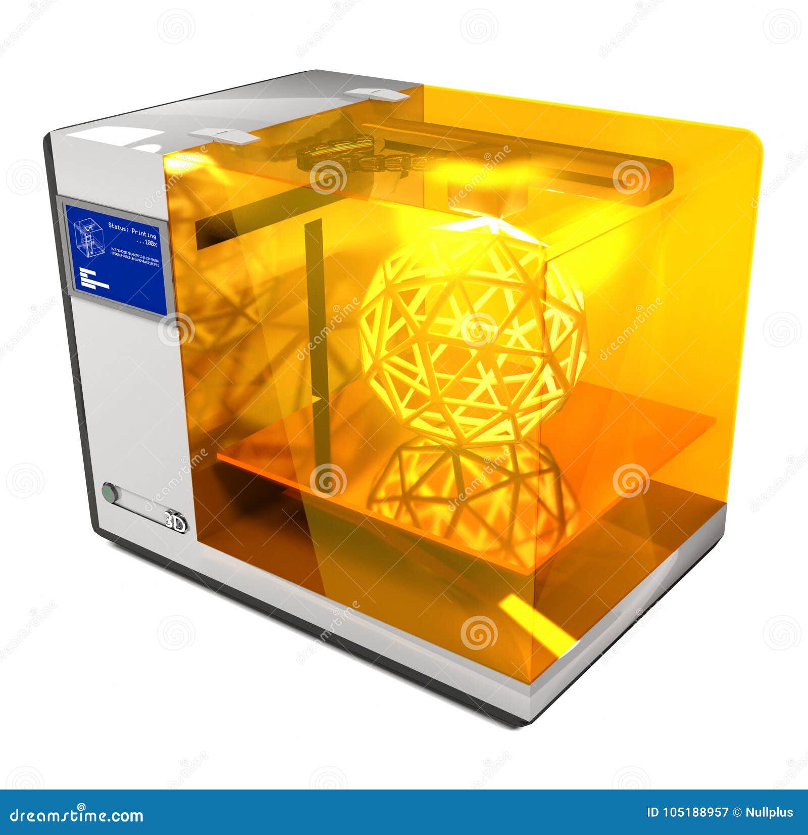 3d Printer 3D Render stock image. Image of printer, square - 105188957