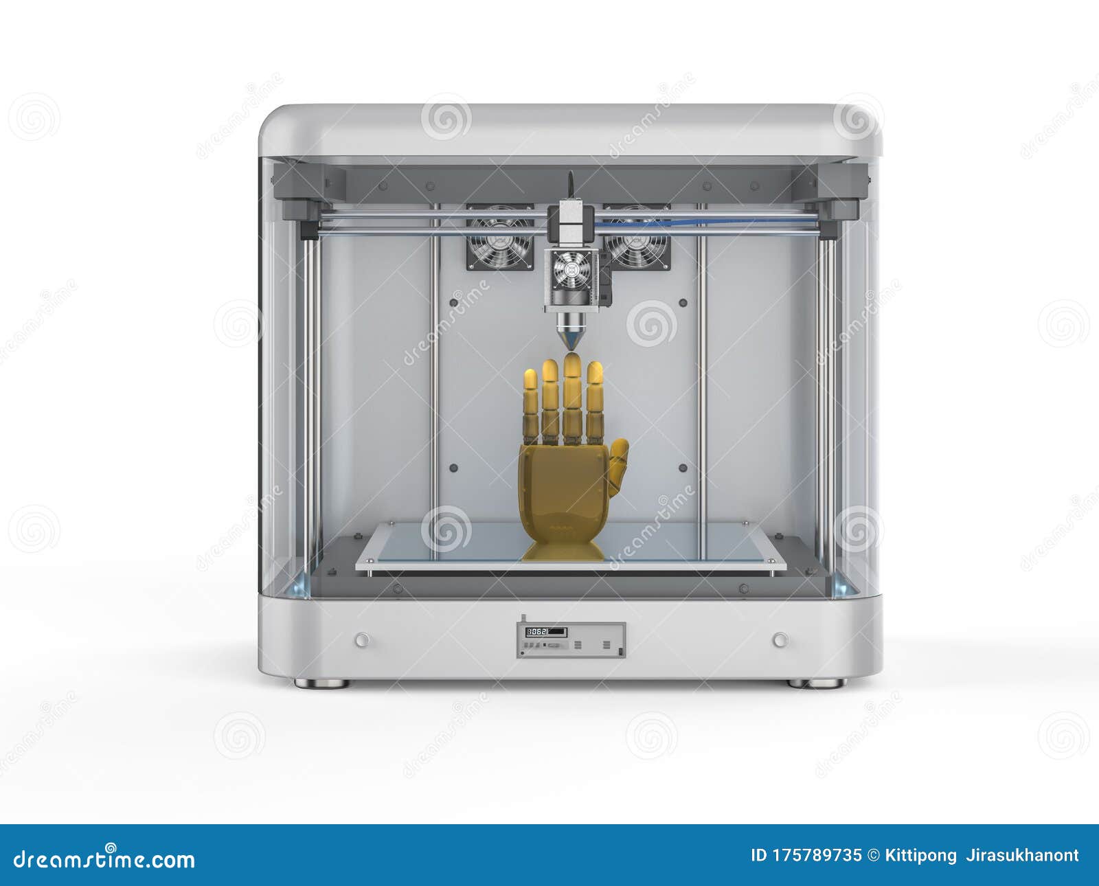 3d Printer with Robotic Hand Stock Illustration - Illustration of model ...