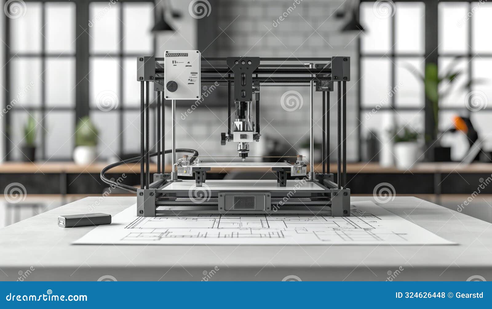 3D Printer Setup on Drafting Table Stock Photo - Image of gadget ...