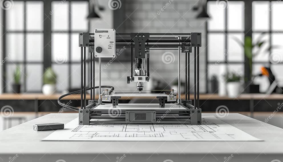 3D Printer Setup on Drafting Table Stock Photo - Image of gadget ...