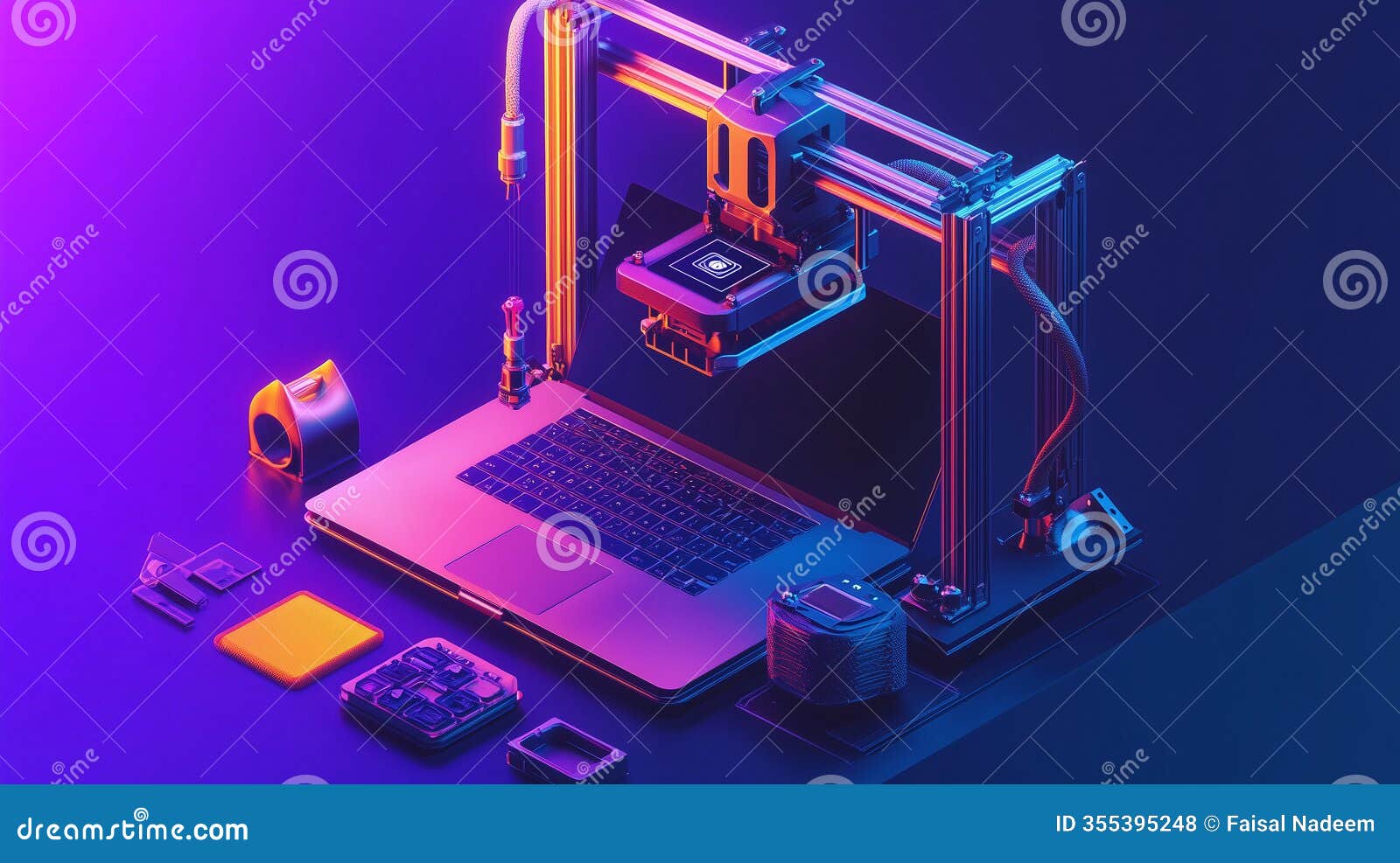 Modern 3D Printer Laptop Technology Digital Design Innovation Future ...