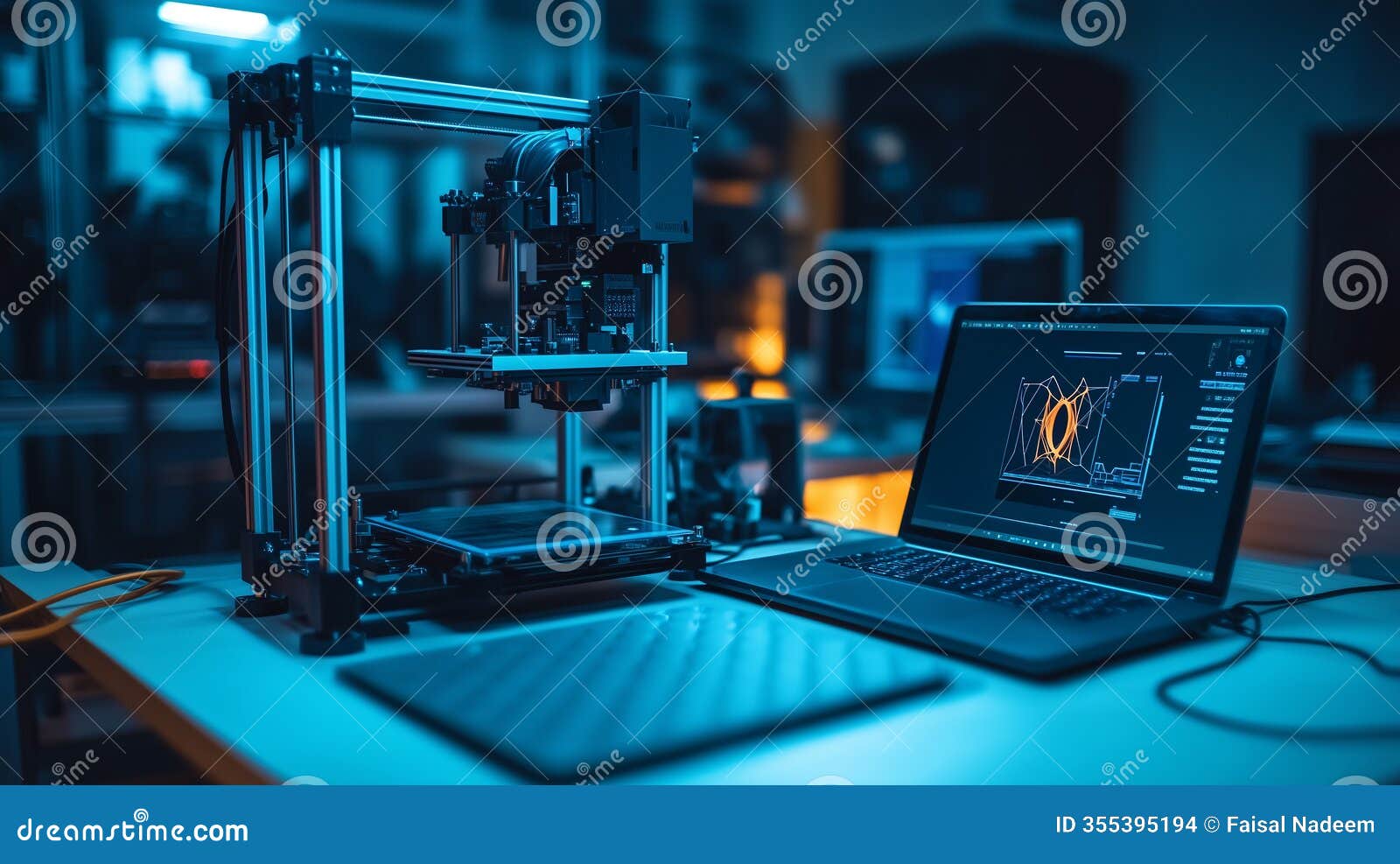Modern 3D Printer Technology Laptop Design Innovation Future Digital ...