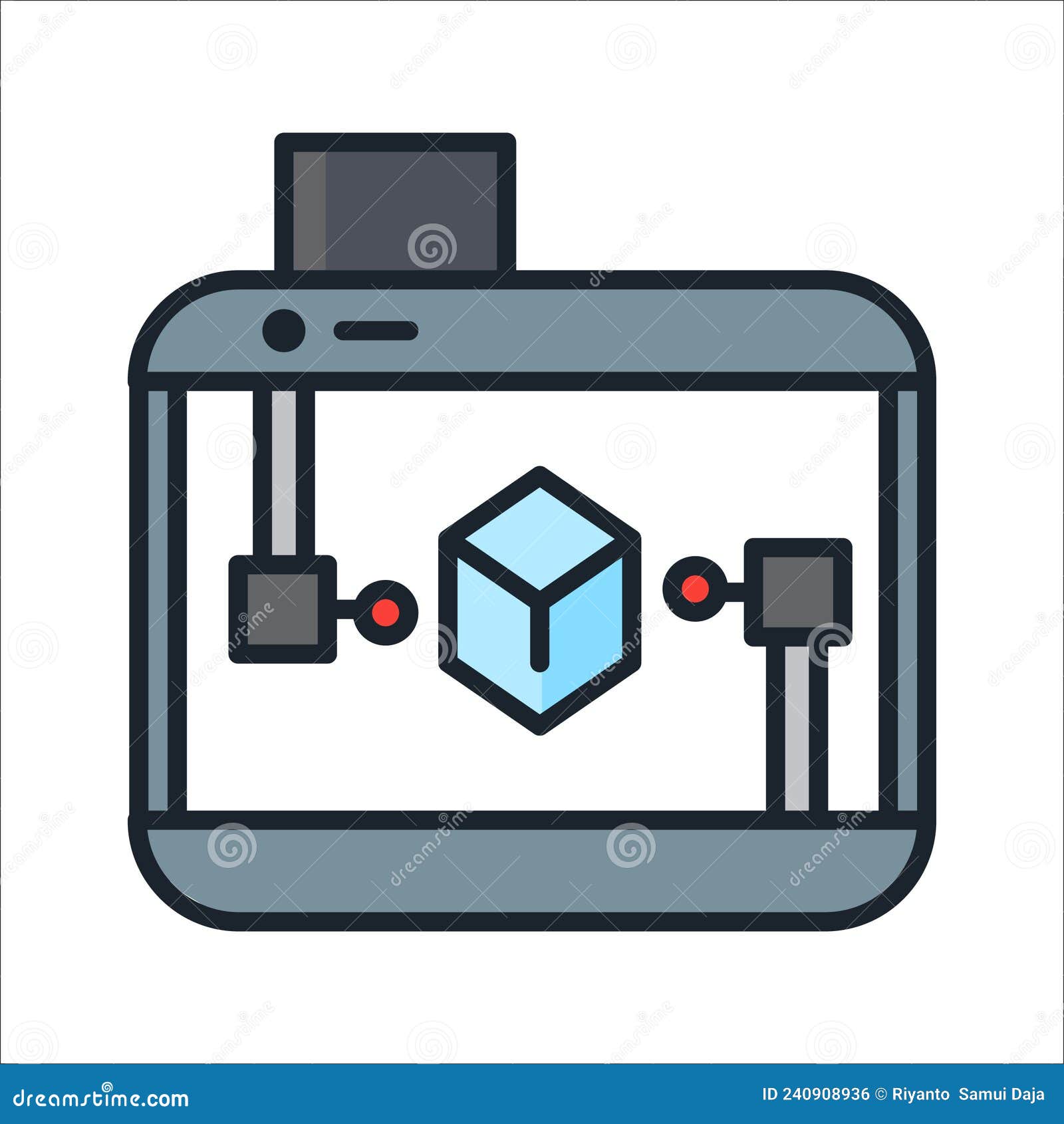 3D Printer Simple Icon Color Illustration Design Stock Vector ...