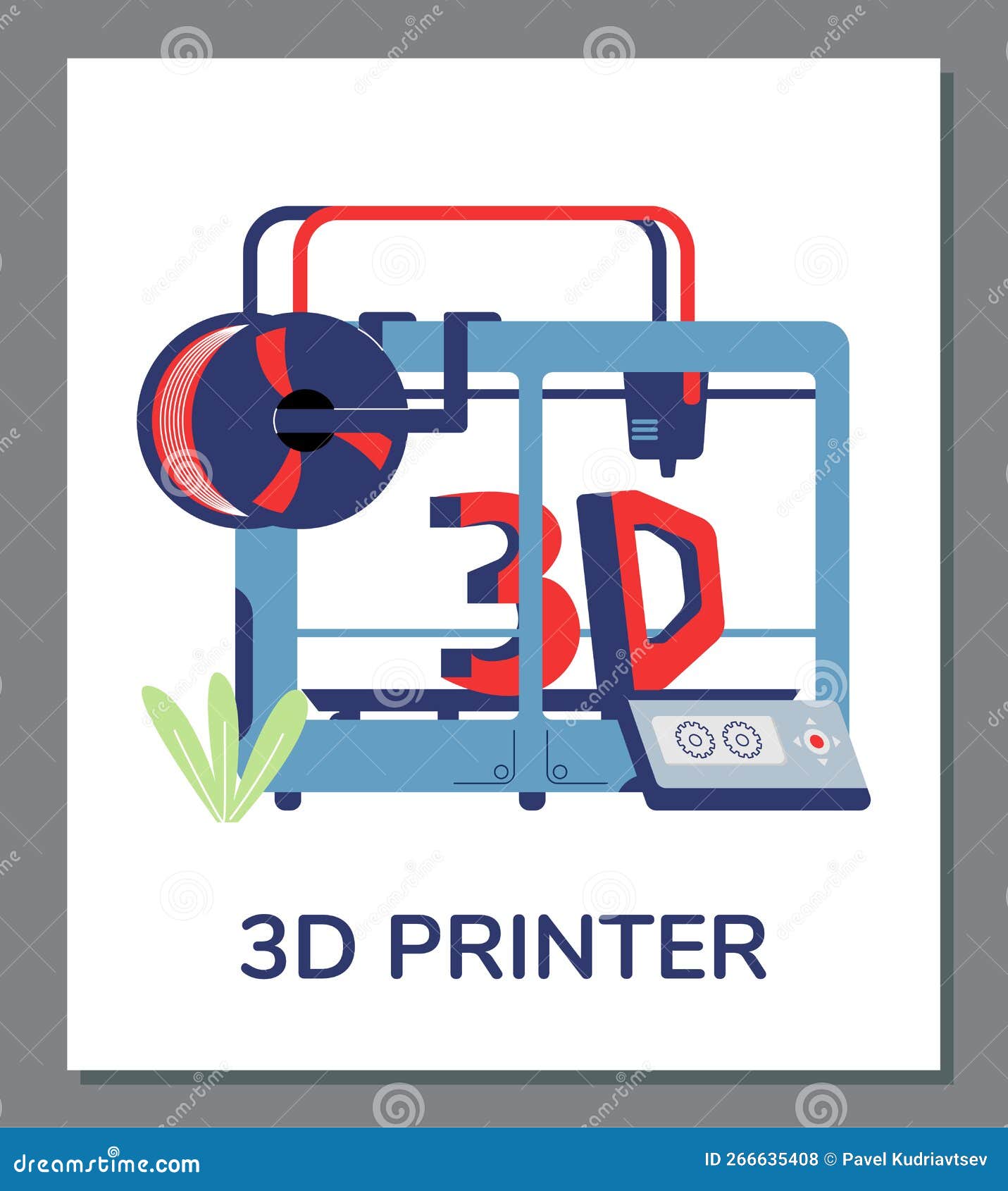3D Printer Technology Card Or Banner Template, Flat Cartoon Vector Illustration. | CartoonDealer ...