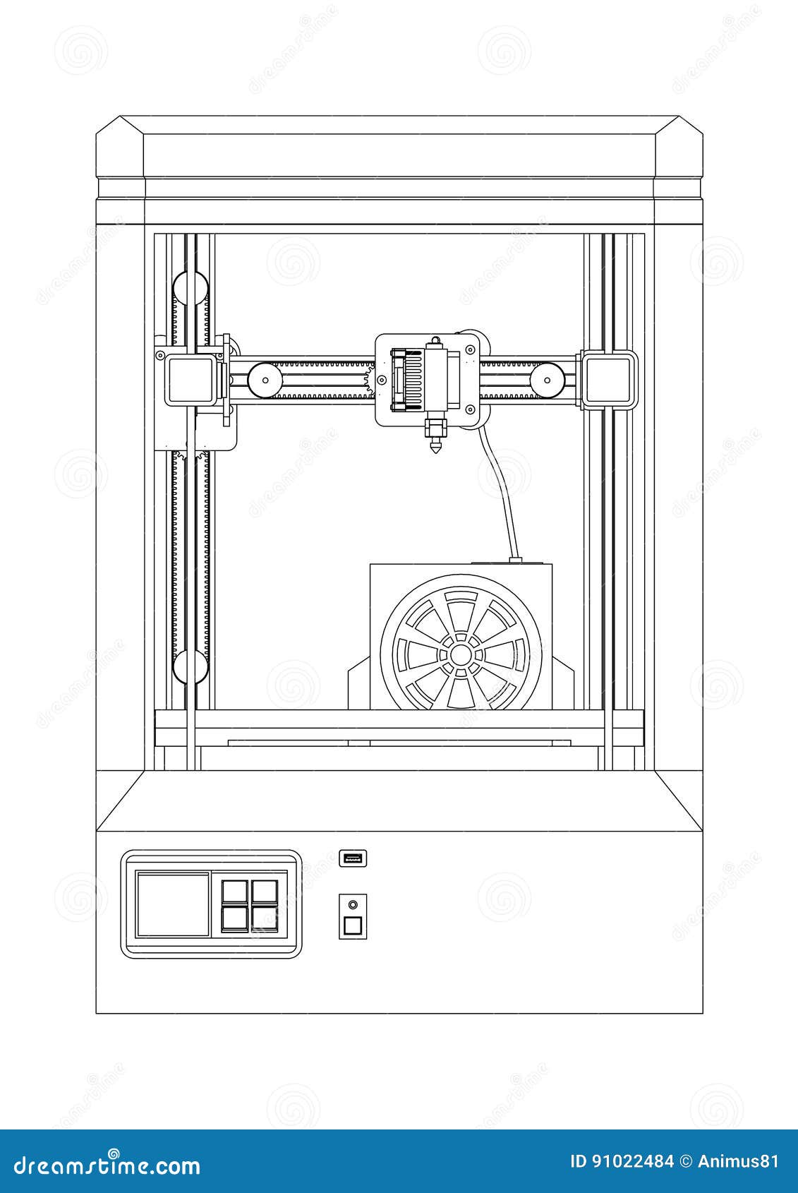 3D printer stock vector. Illustration of plastic, product - 91022484
