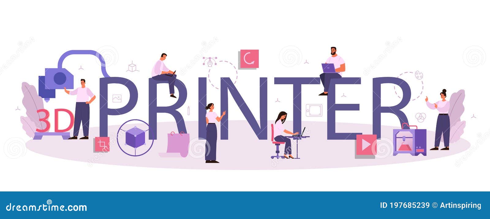 3D Printer Typographic Header. Digital Drawing with Electronic Tools ...