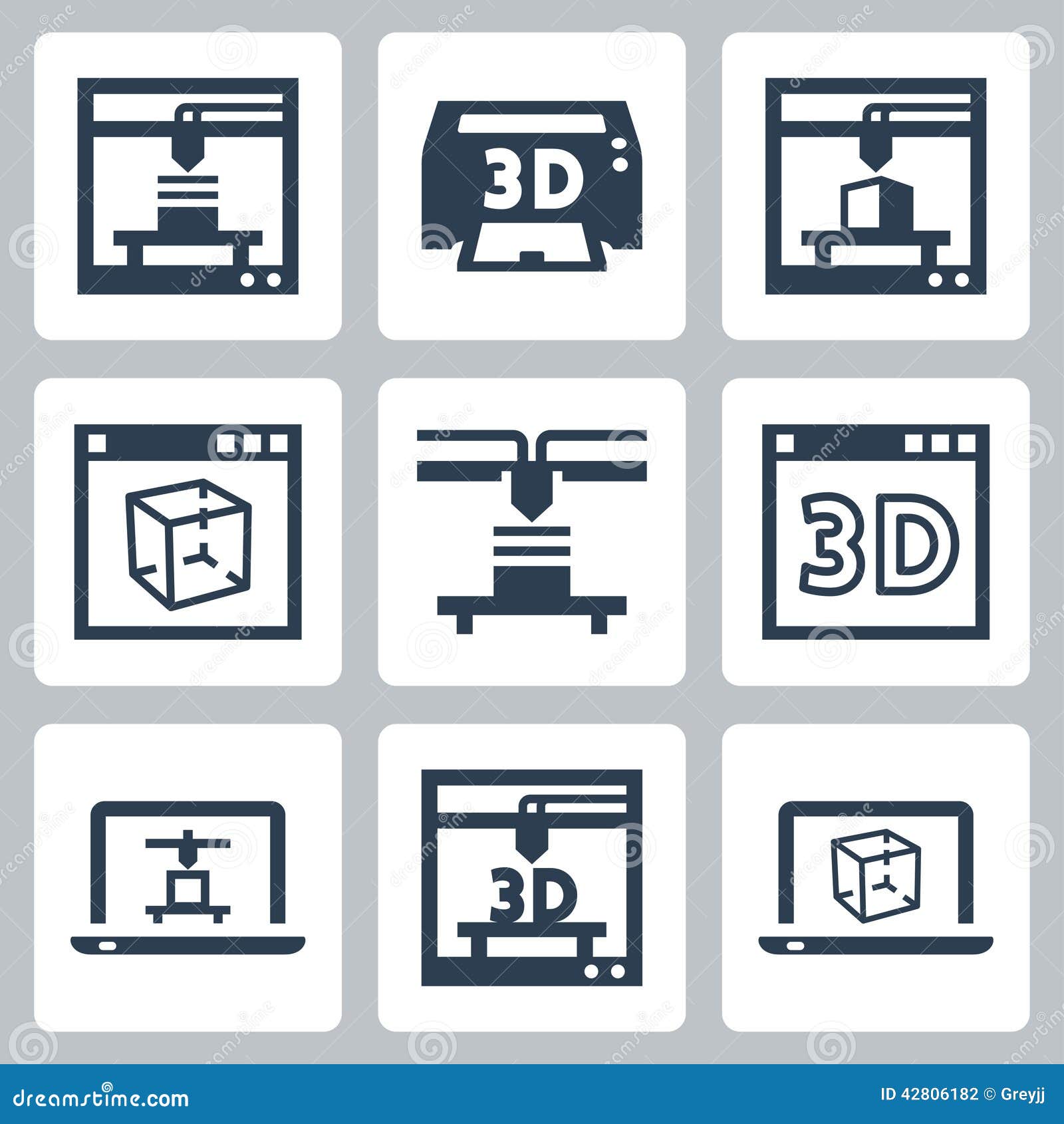 3D Printer Vectorpictogrammen Vector Illustratie - Illustration of ...