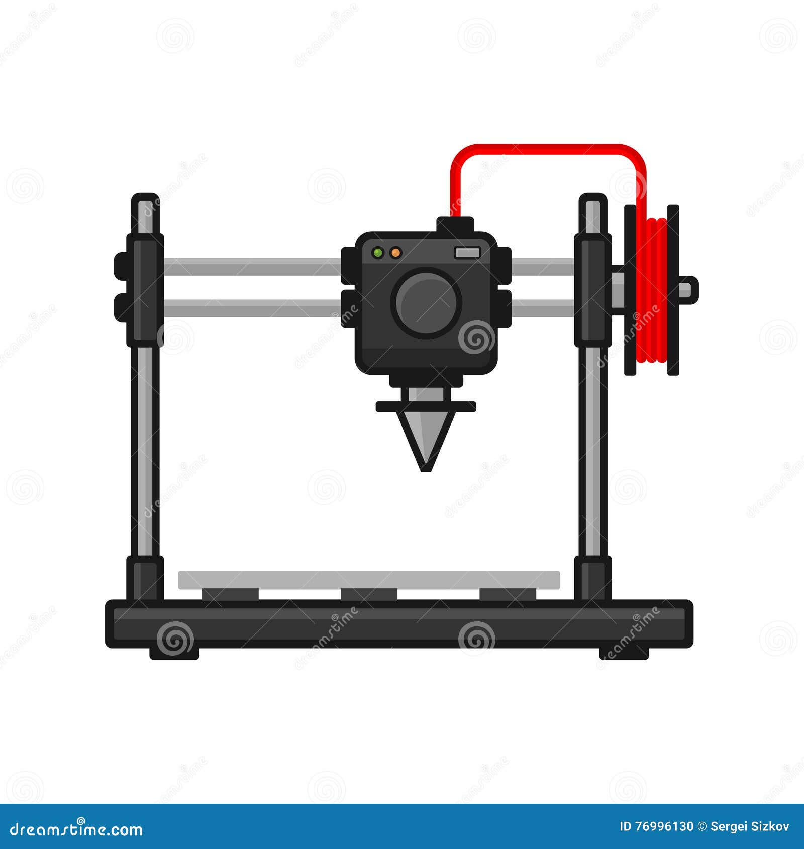 3d Printer on White Background. Vector Stock Vector - Illustration of ...