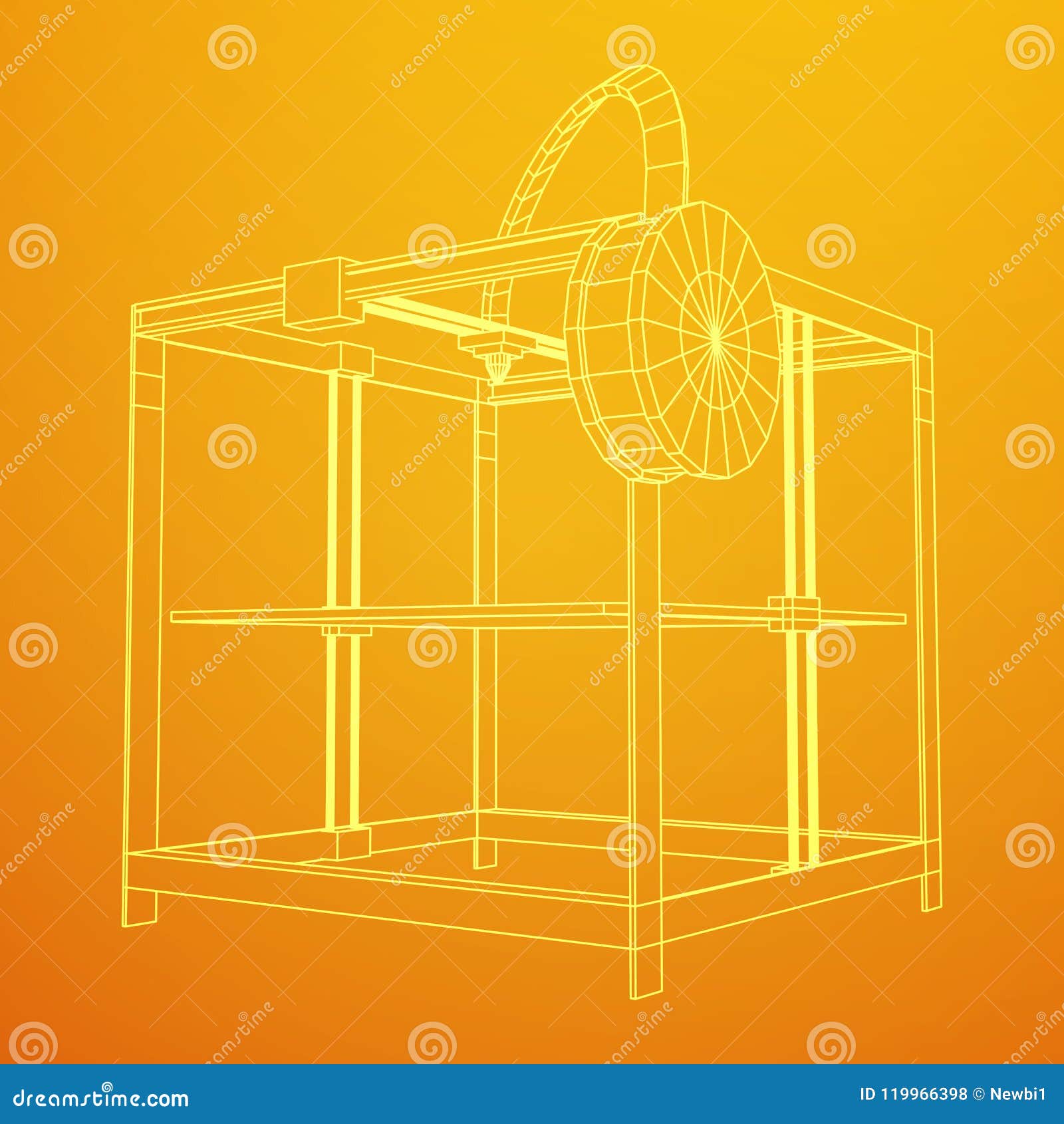 3D Printer Wireframe stock vector. Illustration of printing - 119966398