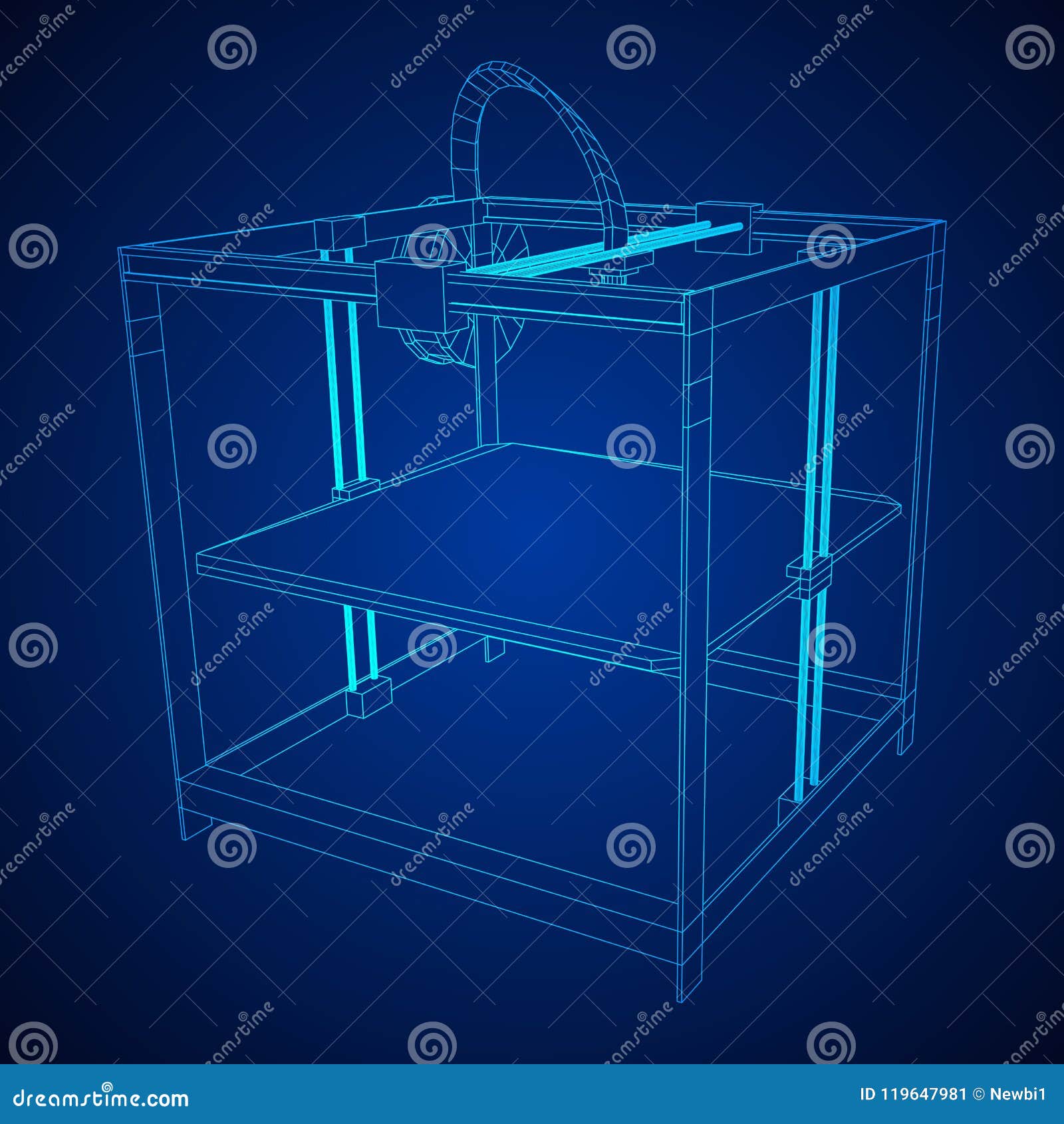 3D Printer Wireframe stock vector. Illustration of business - 119647981