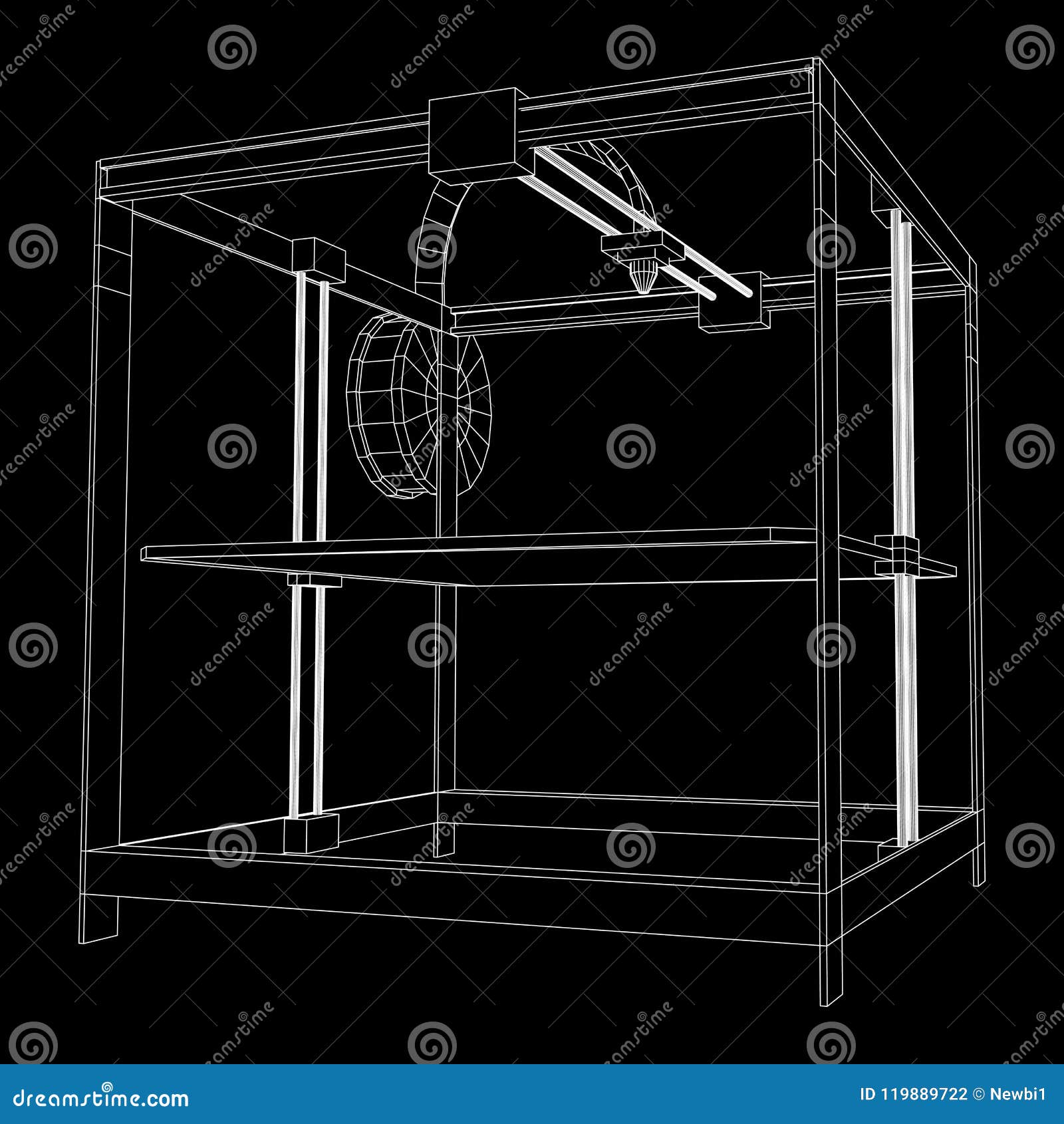 3D Printer Wireframe stock vector. Illustration of material - 119889722