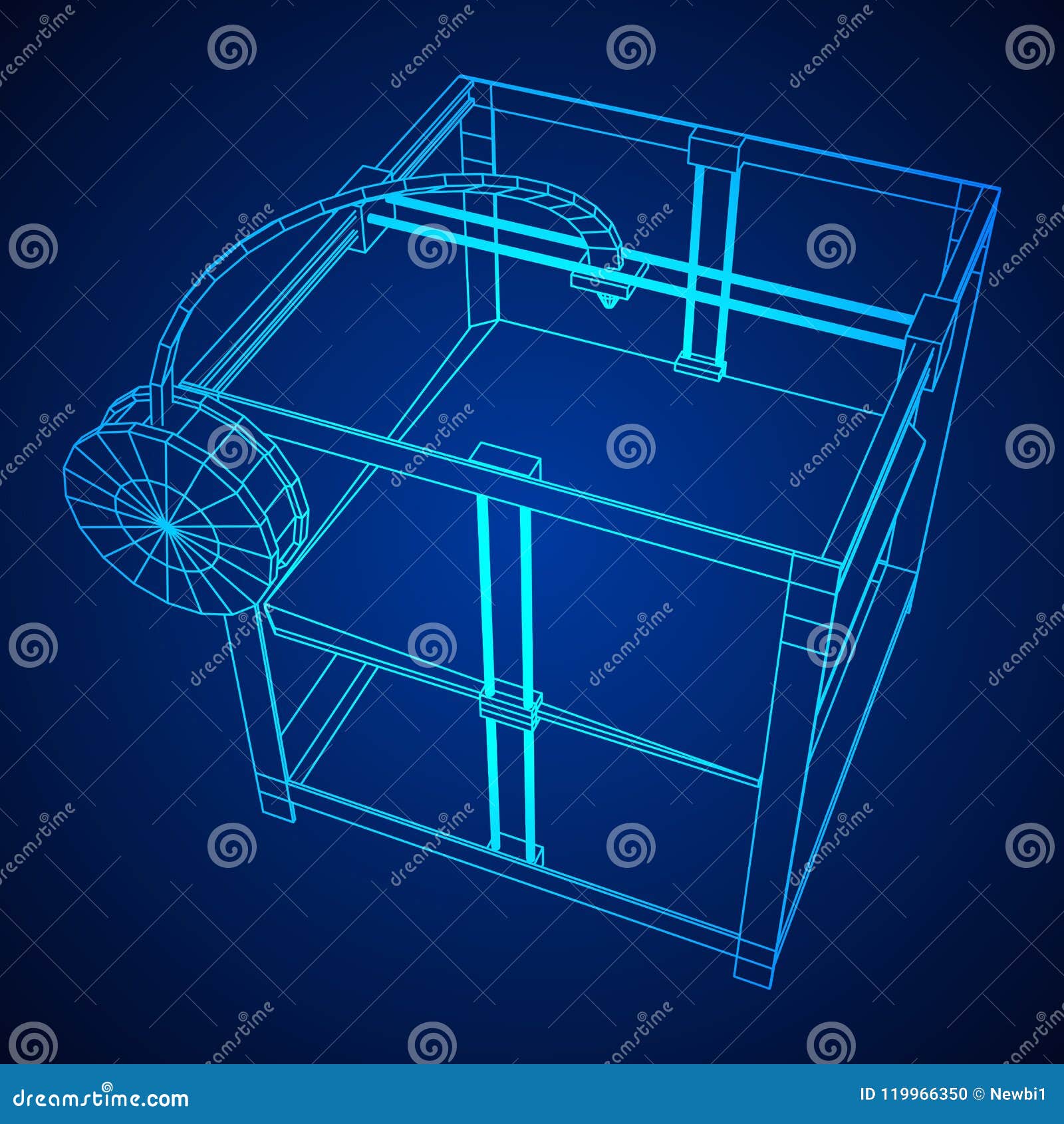 3D Printer Wireframe stock vector. Illustration of concept - 119966350