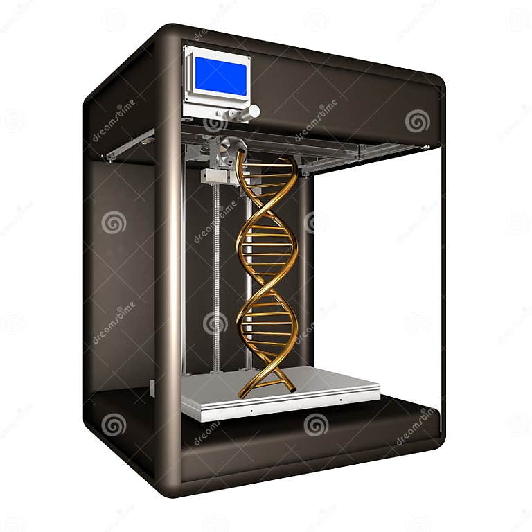 3d Printer during Work on the New DNA Molecule. 3d Illustration Stock ...